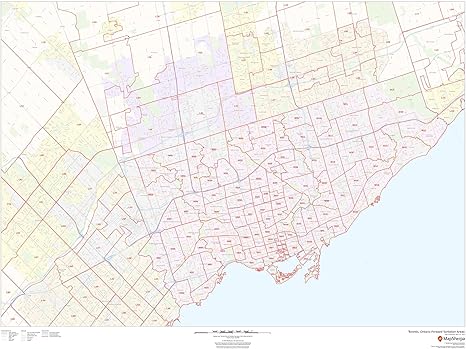 Toronto, Ontario Postal Code Forward Sortation Areas - 48" x 36 ...