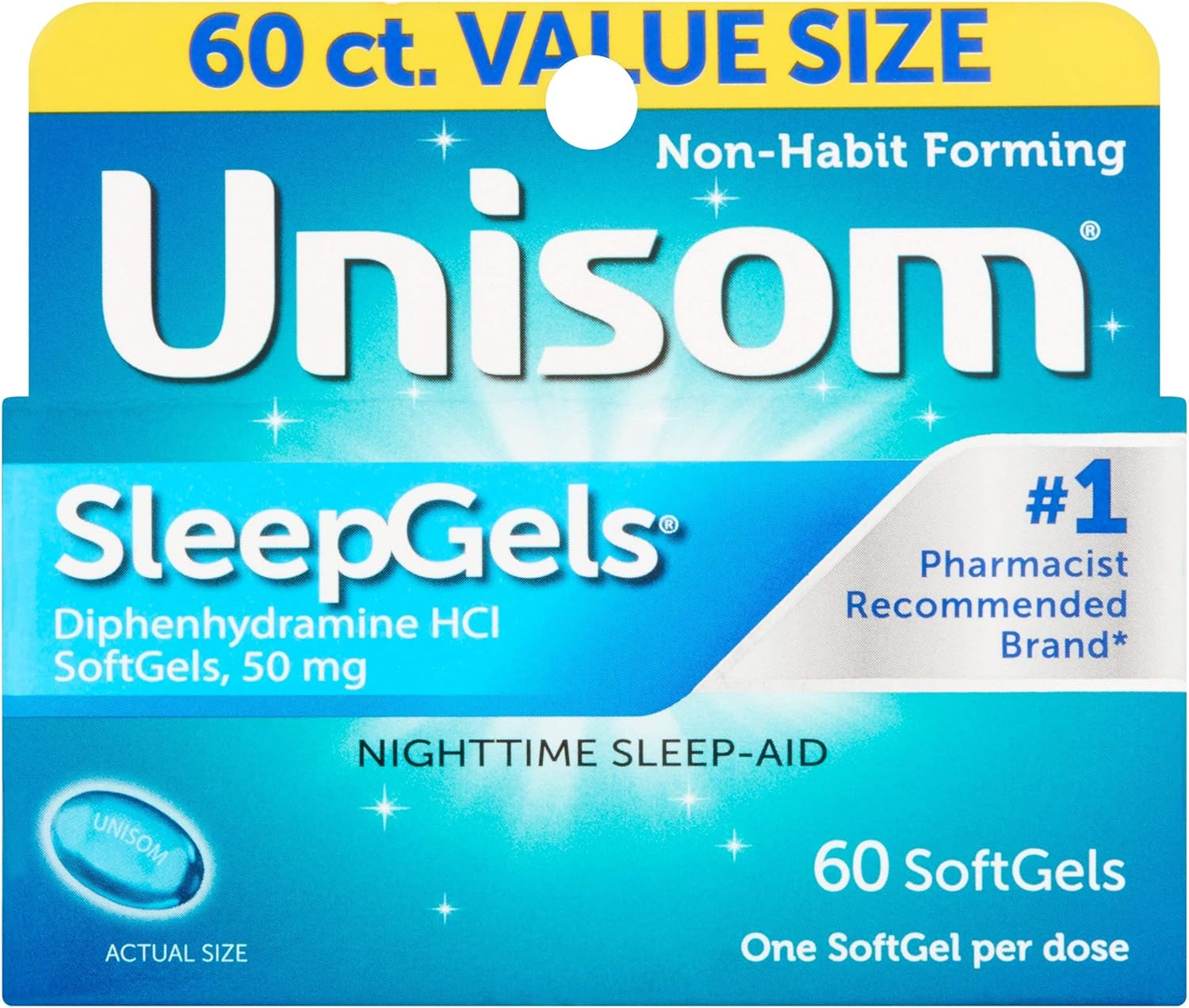 Amazon.com: Unisom SleepGels - 60 ct, Pack of 2 : Health & Household