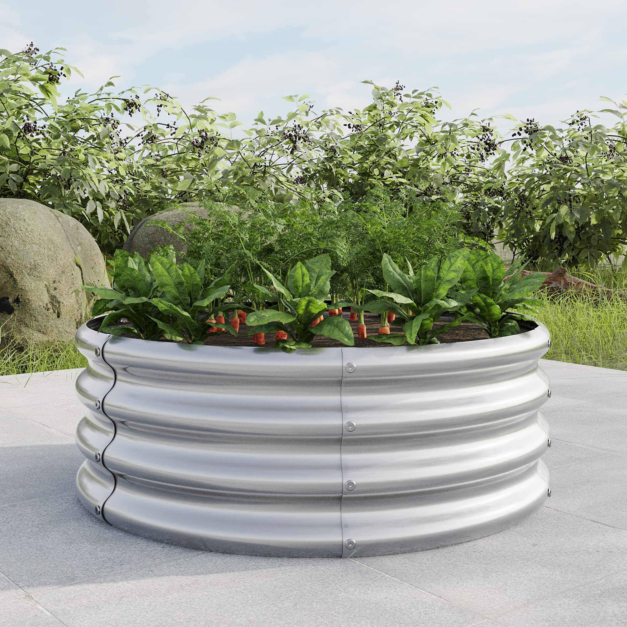 Amazon.com: Galvanized Round Raised Garedn Bed,Outdoor Garden Beds ...