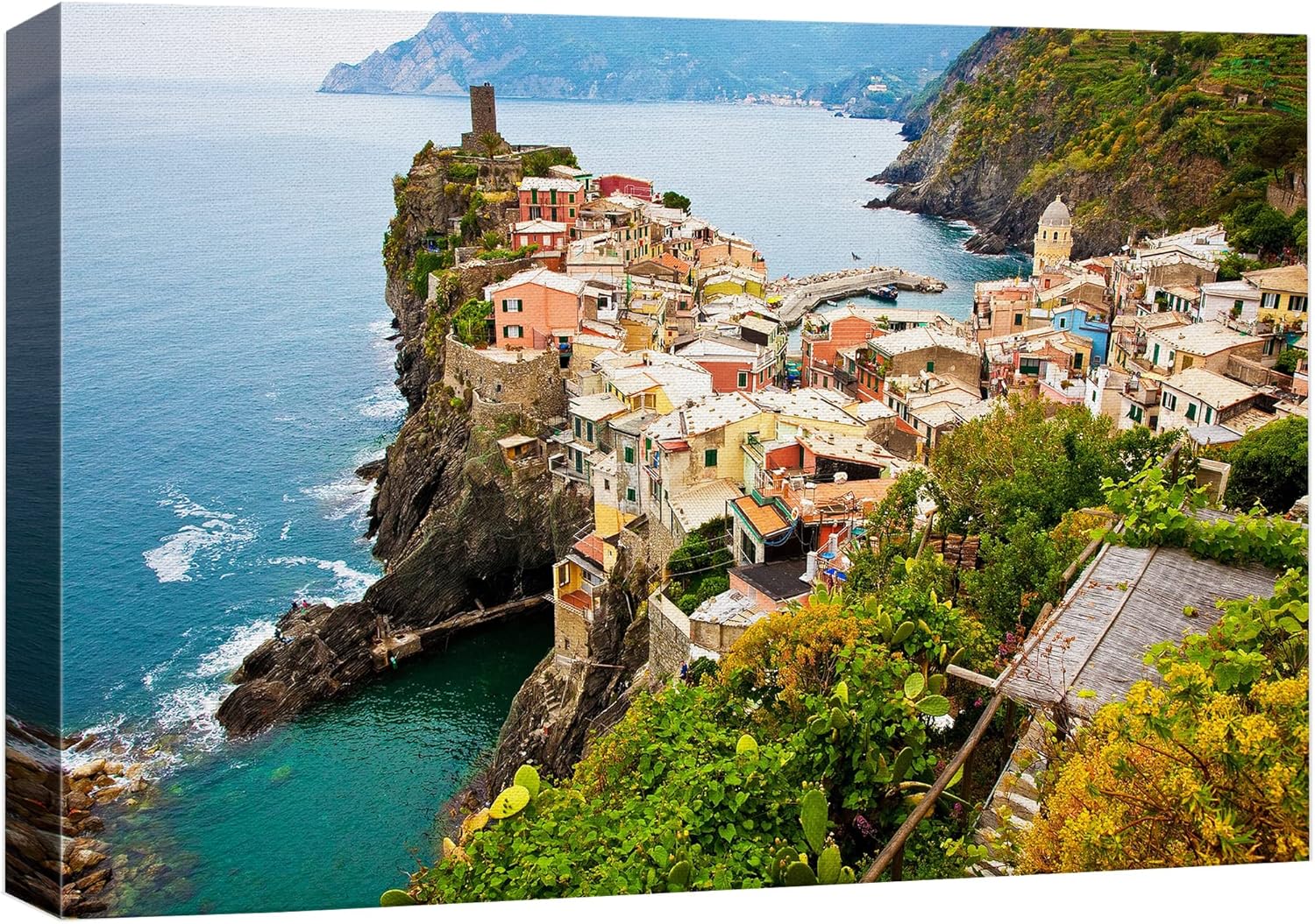 Amazon.com: IDEA4WALL Canvas Print Wall Art Italian Seascape with City ...