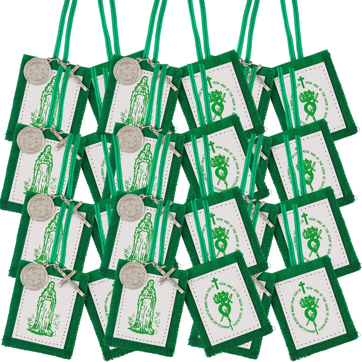 Amazon.com: Needzo Wool-Backed Green Scapulars Catholic, Dual Paneled ...