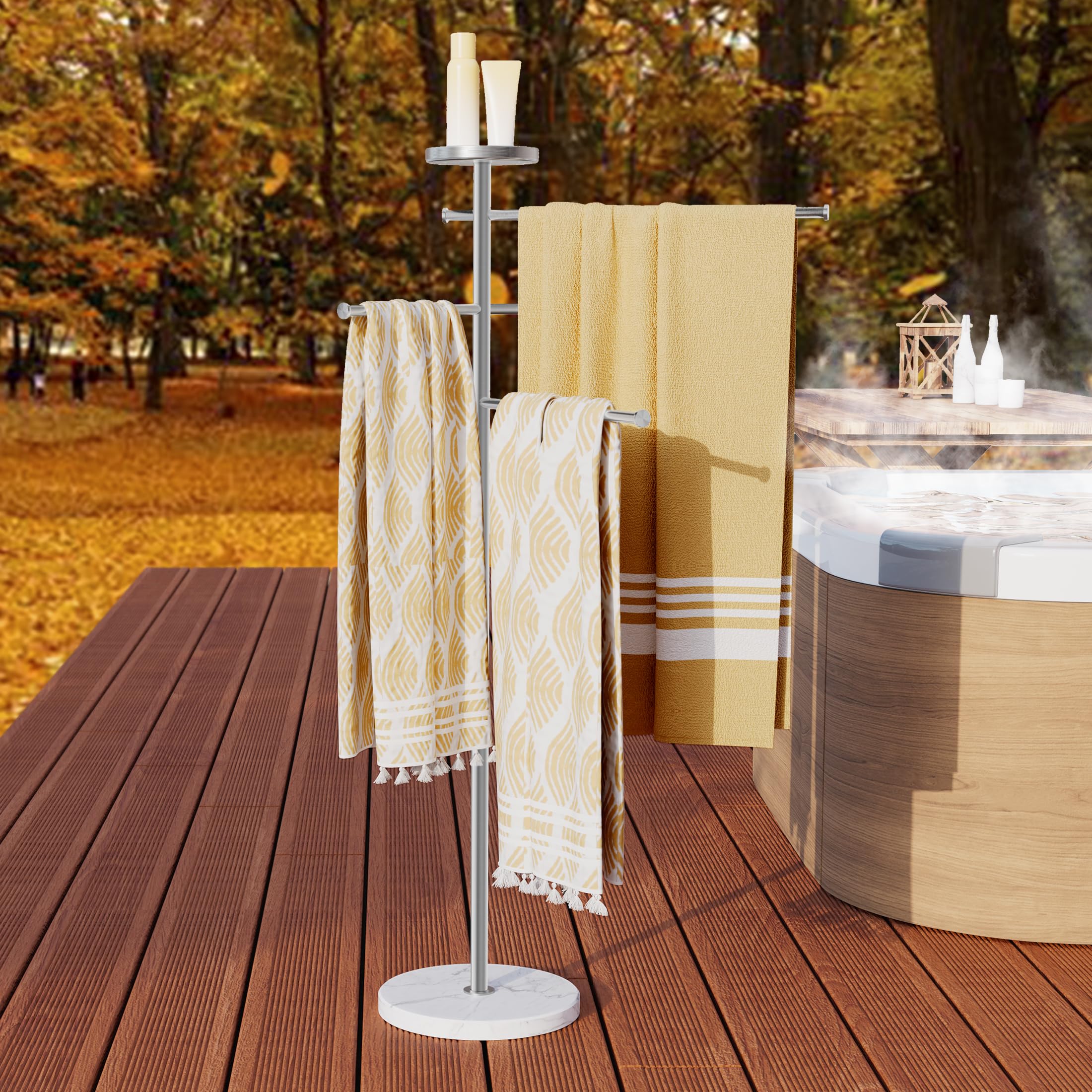 Amazon.com: Natural Marble Outdoor Towel Rack with Weighted Base, KES 5 ...