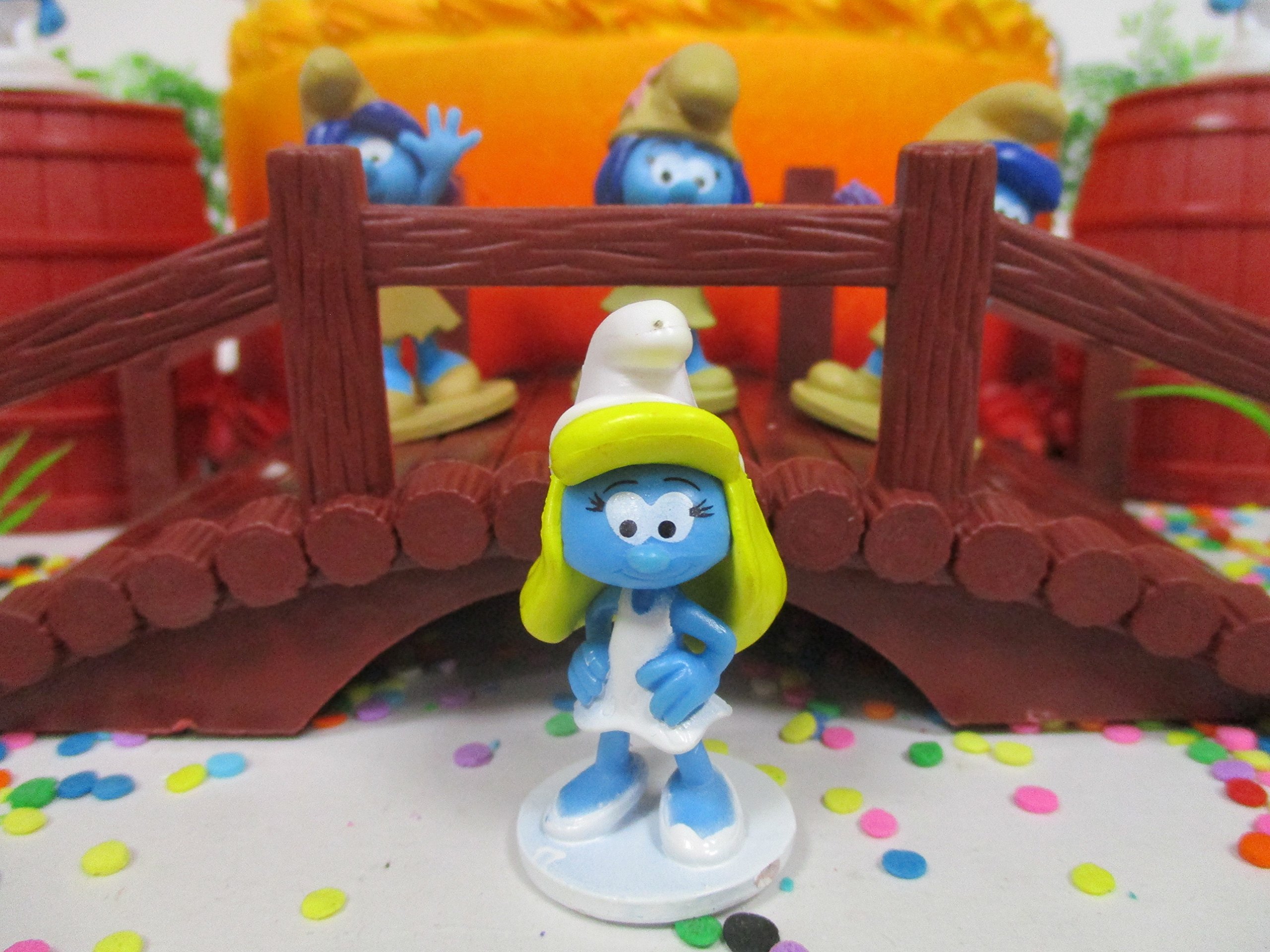 Smurfs And Friends Birthday Cake Topper Set Featuring Smurf Figures ...