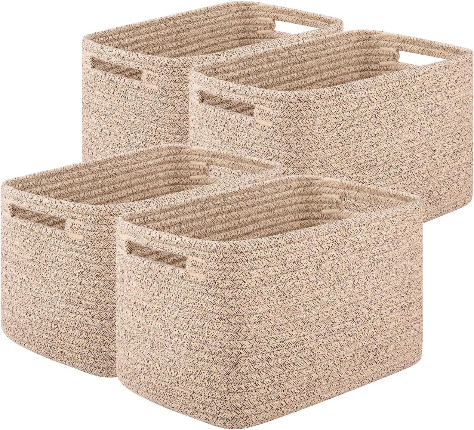 Amazon.com: Woven Baskets for Storage, Set of 3 Rope Baskets for ...