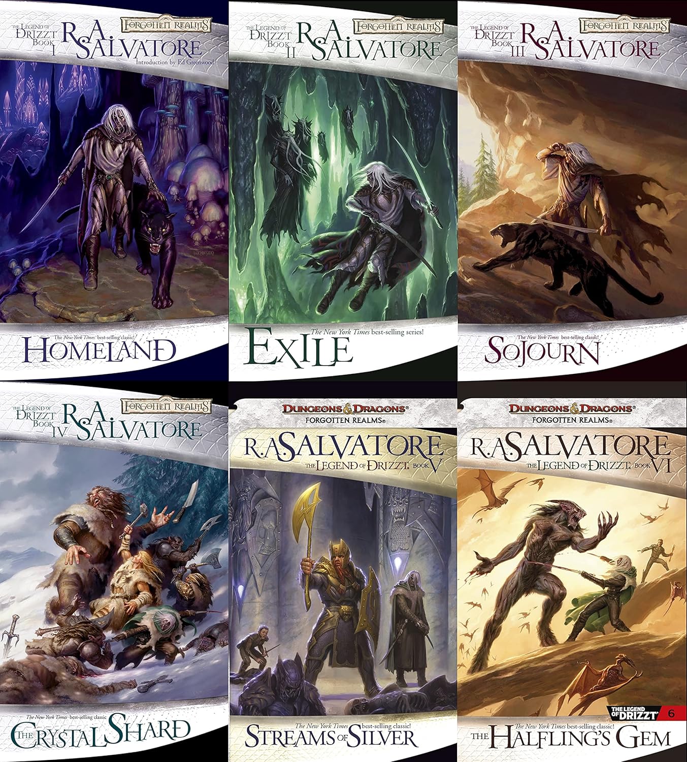 6 Books - Forgotten Realms: The Legend of Drizzt Set - Homeland, Exile ...