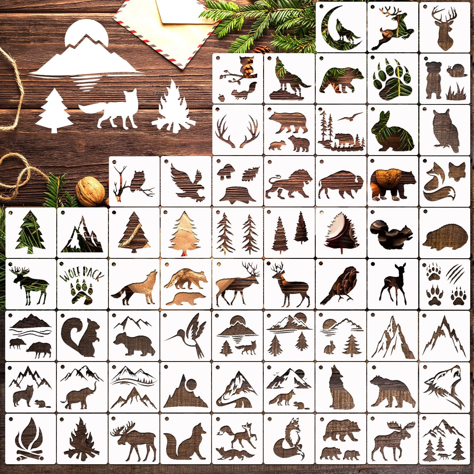 Amazon.com: OBUY Forest Bear DIY Craft Hollow Layering Stencils for ...
