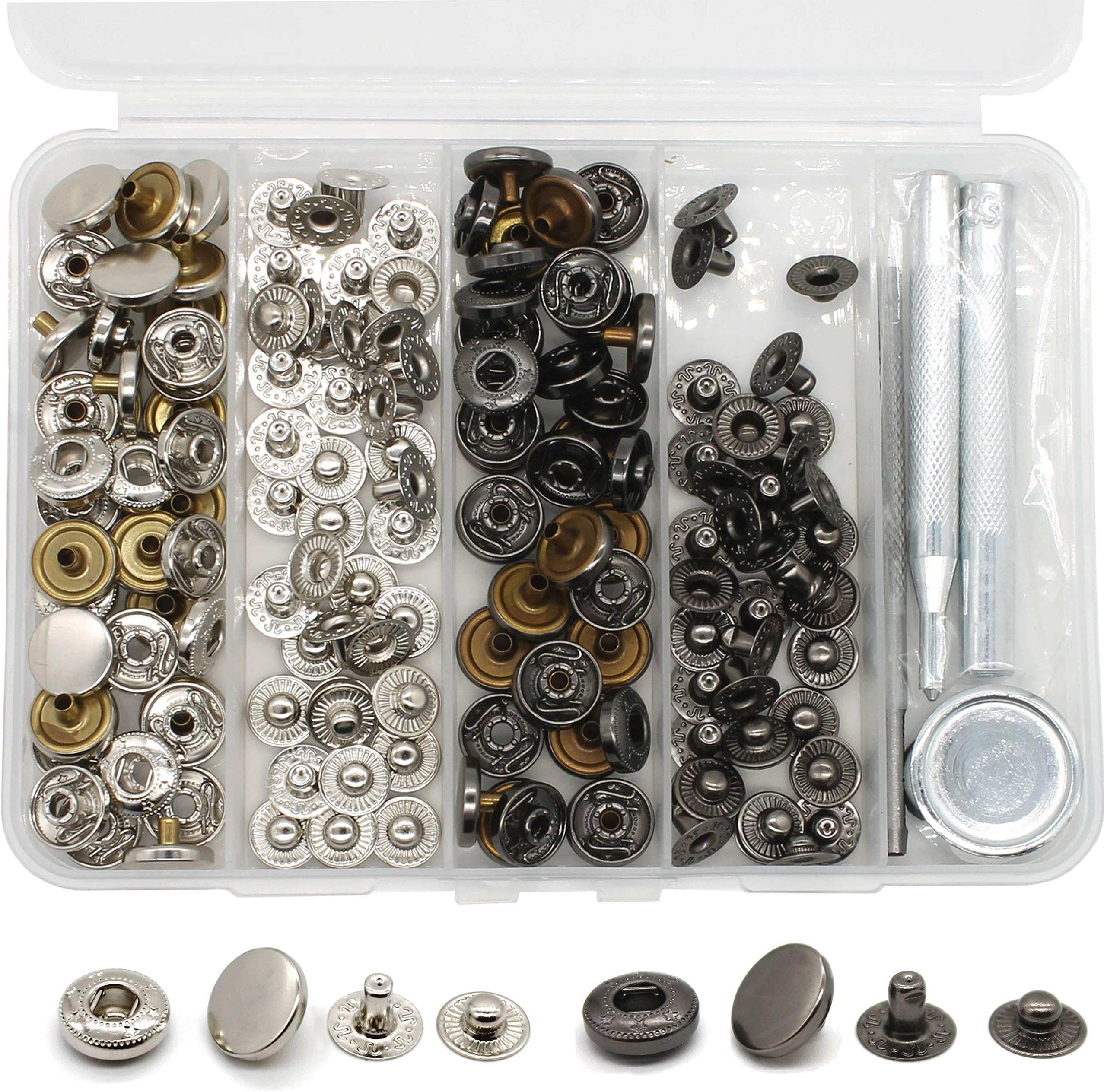 Amazon.com: 30 Sets Metal Snap Button, 15mm Antique Brass Snap ...