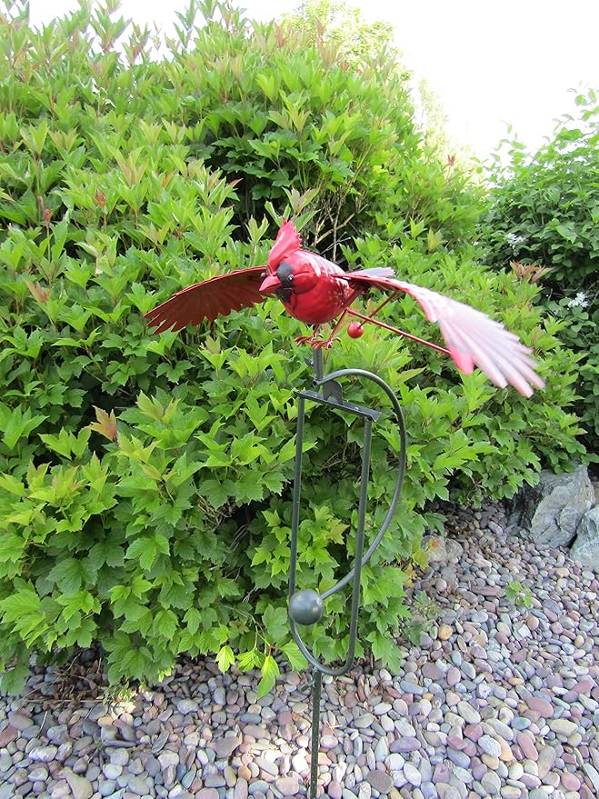 Amazon.com: Whimsical Kinetic Energy Metal Red Cardinal Yard Stake Wind ...
