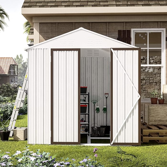 Buy OUYESSIR 6 x 4 Ft Outdoor Storage Shed, Galvanized Metal Garden ...