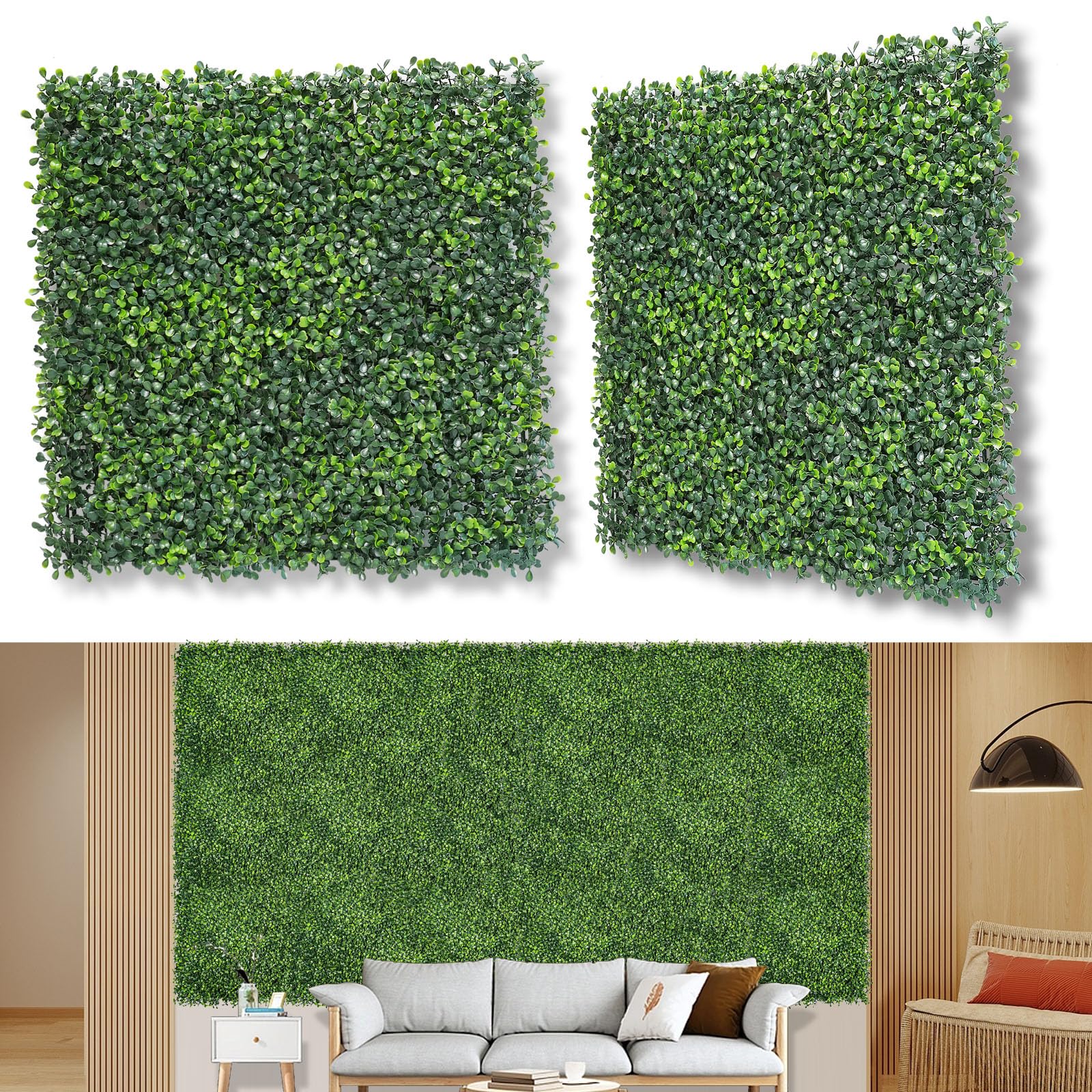 Artificial Grass Backdrop Wall 20"x 20"(24Pcs),Faux Boxwood Panels for ...