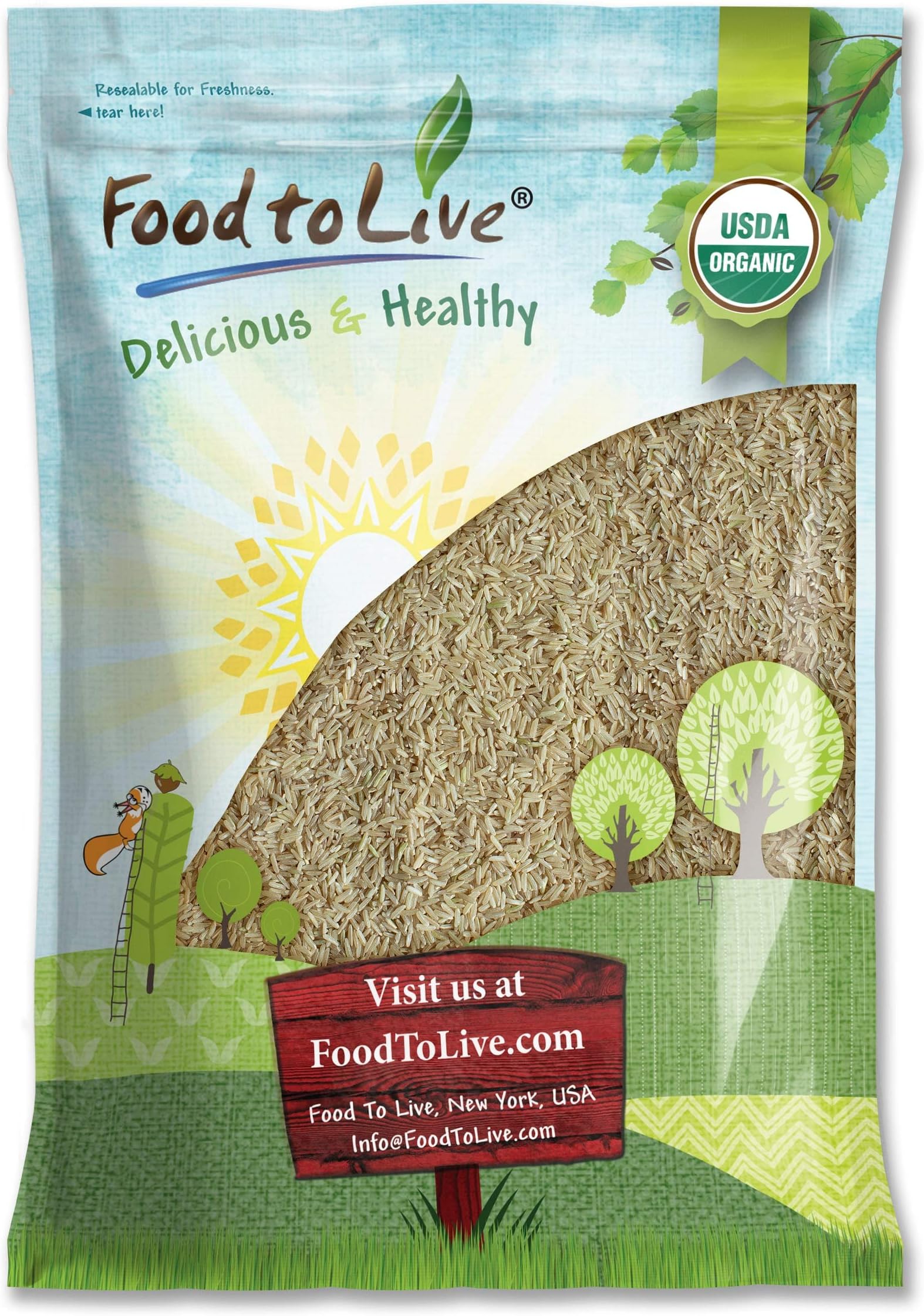 Amazon.com : Brown Rice 5 Pounds Long Grain, USDA Certified Organic Non ...