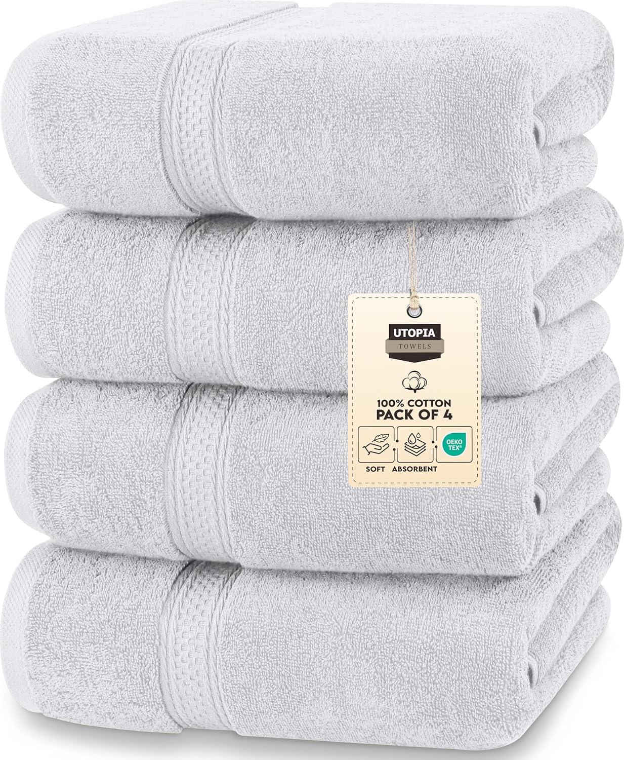 Amazon.com: Utopia Towels 4 Pack Premium Bath Towels Set, 27 by 54 Inches, 100% Ring Spun Cotton ...