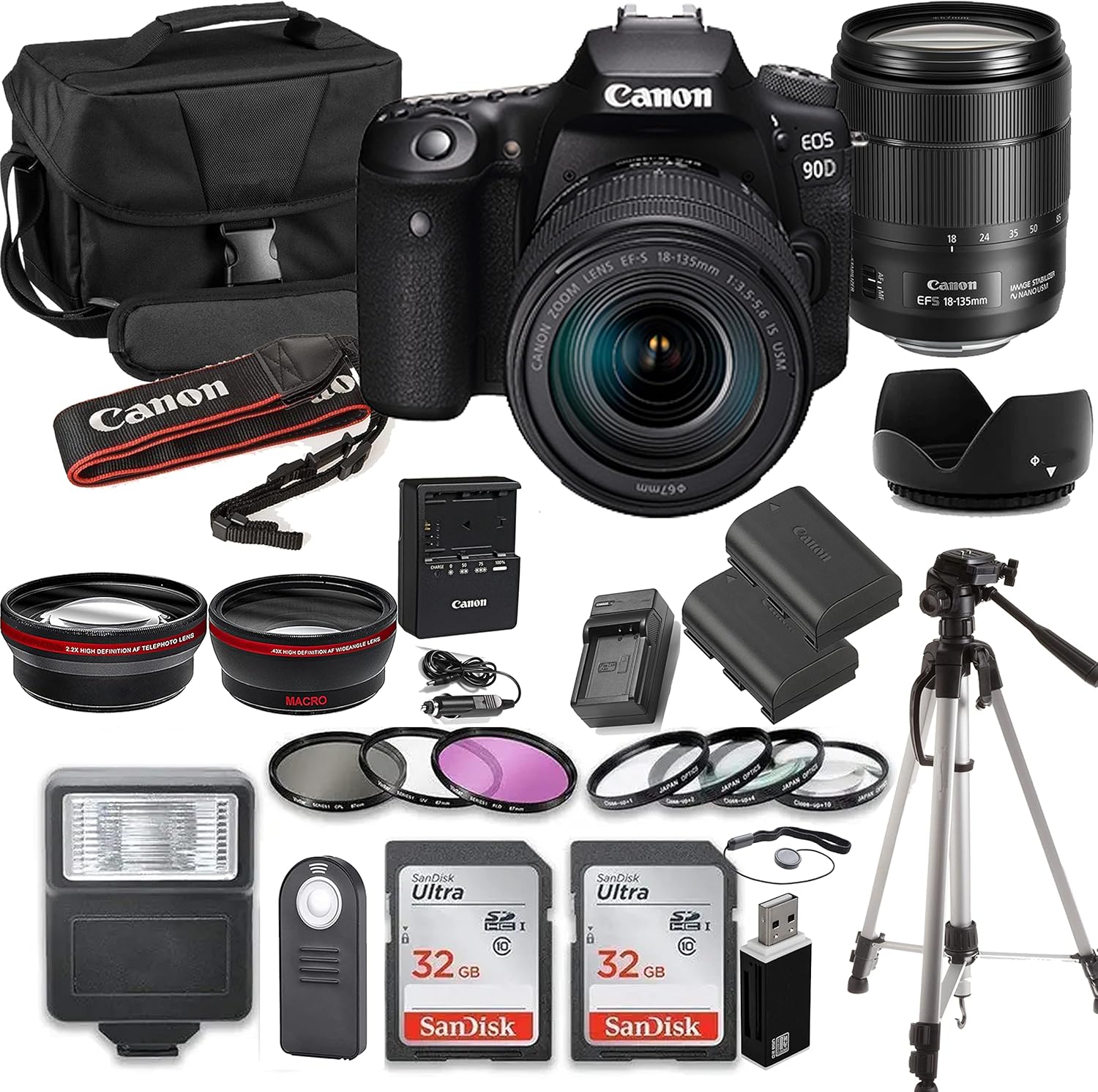Amazon.com : Canon EOS 90D DSLR Camera Bundle EF-S 18-135mm f/3.5-5.6 ...