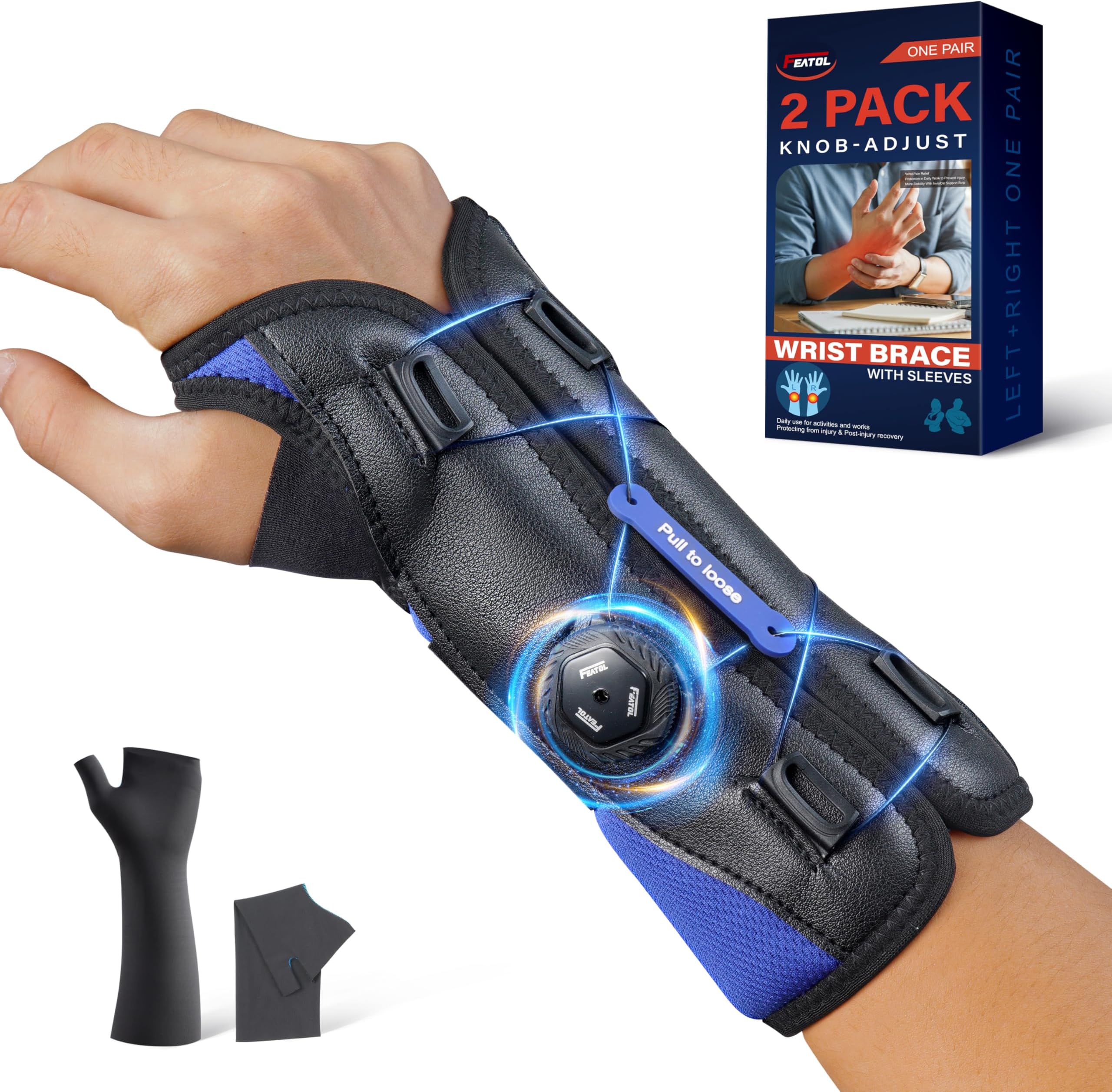 Amazon.com: FEATOL 2 Pack Carpal Tunnel Wrist Brace For Work With ...
