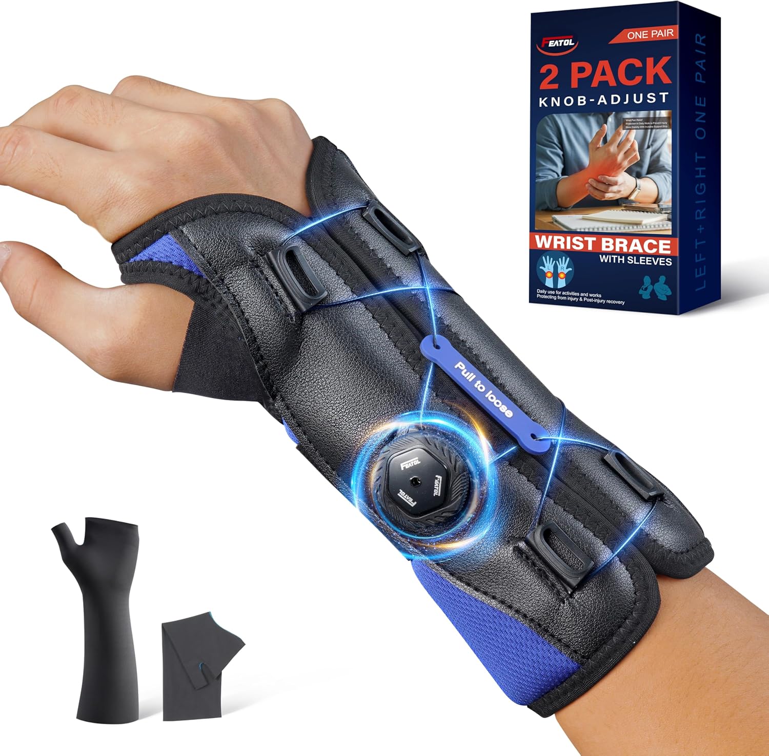 Amazon.com: FEATOL 2 Pack Carpal Tunnel Wrist Brace for Night Support ...