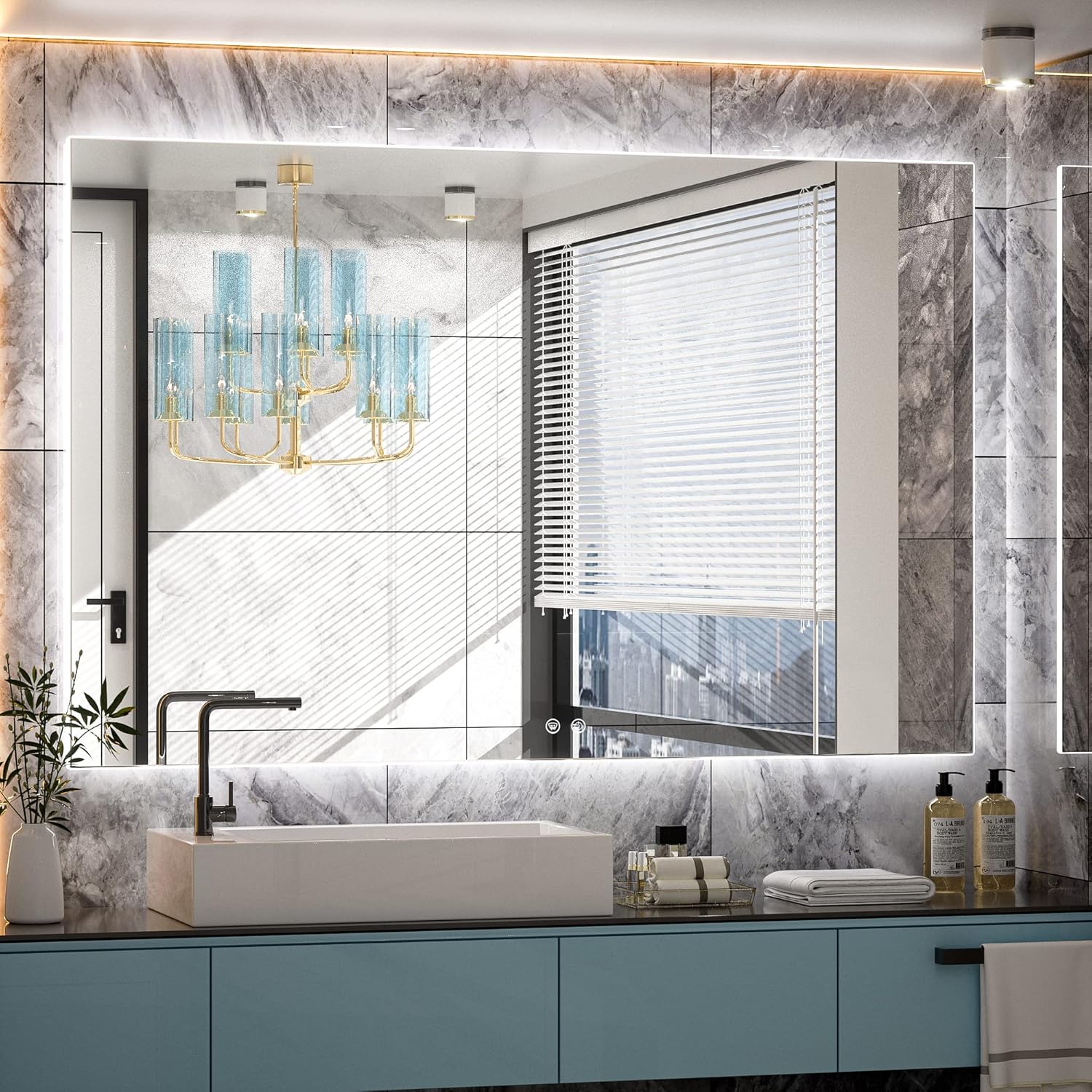 Amazon.com: TETOTE 55 x 36 Inch LED Mirror Bathroom Backlit,Anti Fog ...