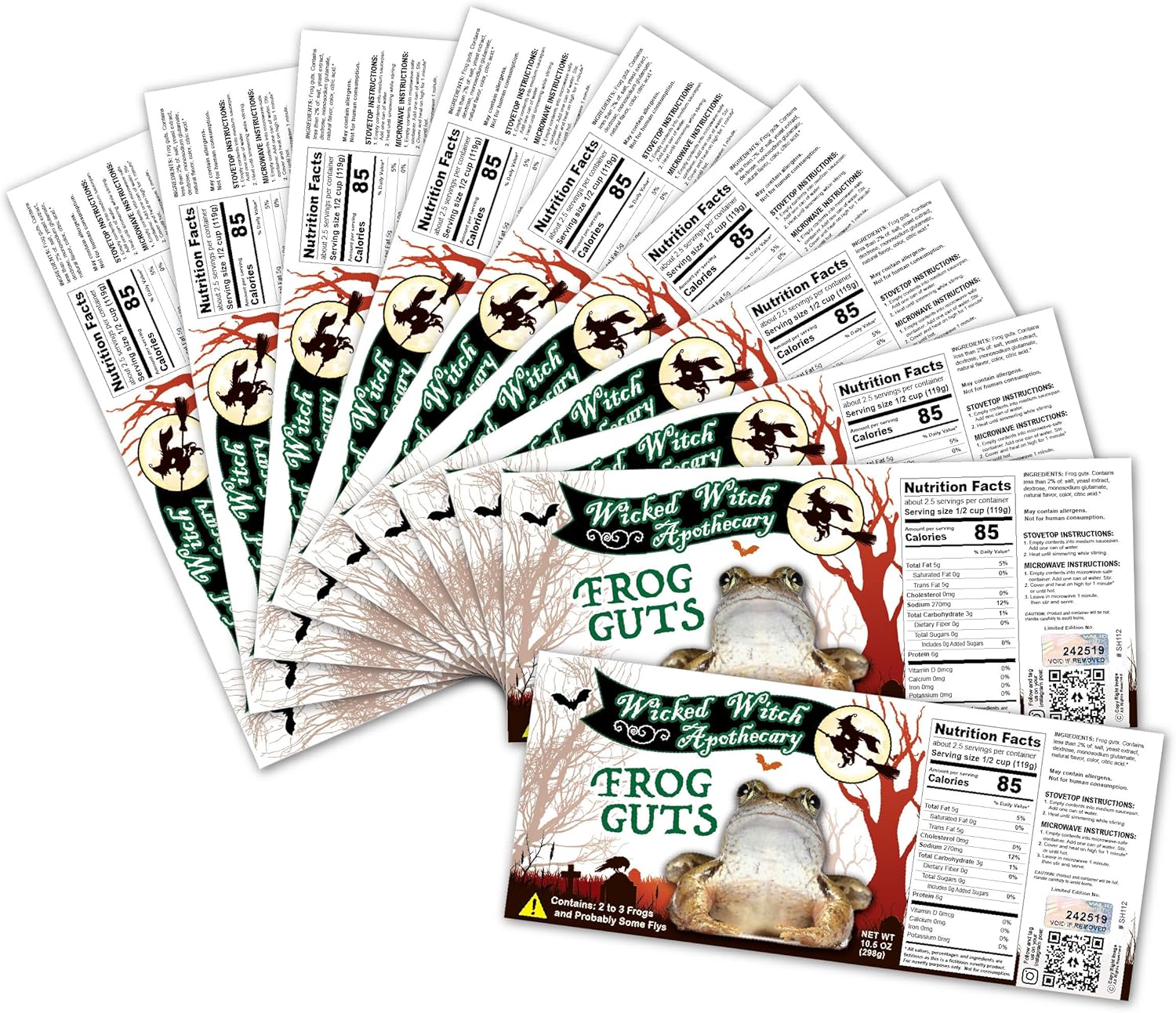 Amazon.com: Halloween Frog Guts Gag Soup Can Labels - Party Decorations ...