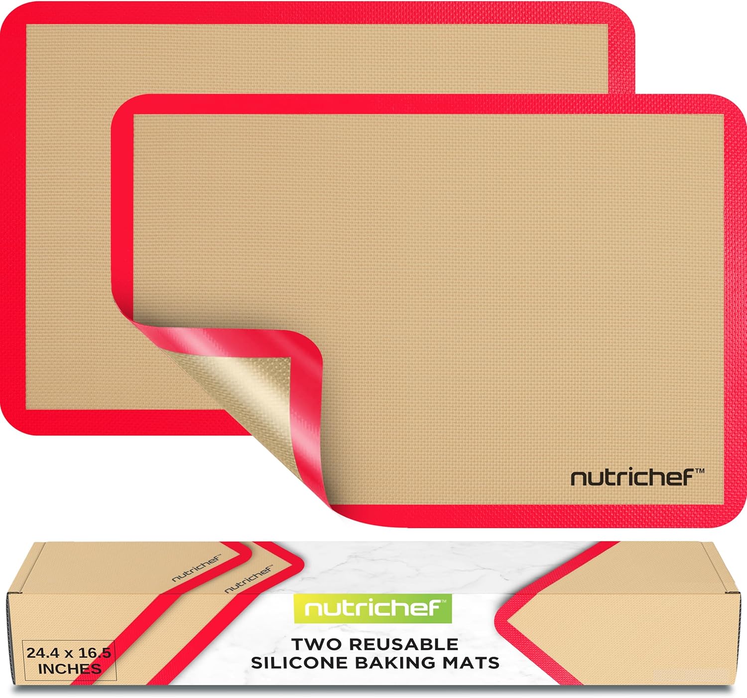 Amazon.com: Nutrichef Silicone Baking Mats - 2 Non-stick Food-Grade ...