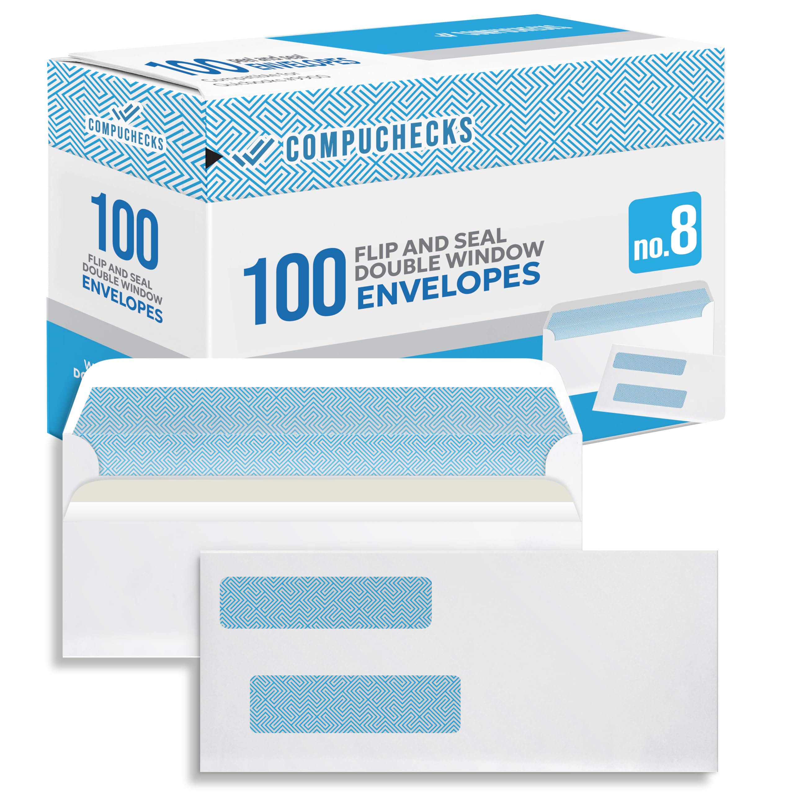 Snapklik.com : Compuchecks Double Window Envelopes #8- Flip And Seal ...