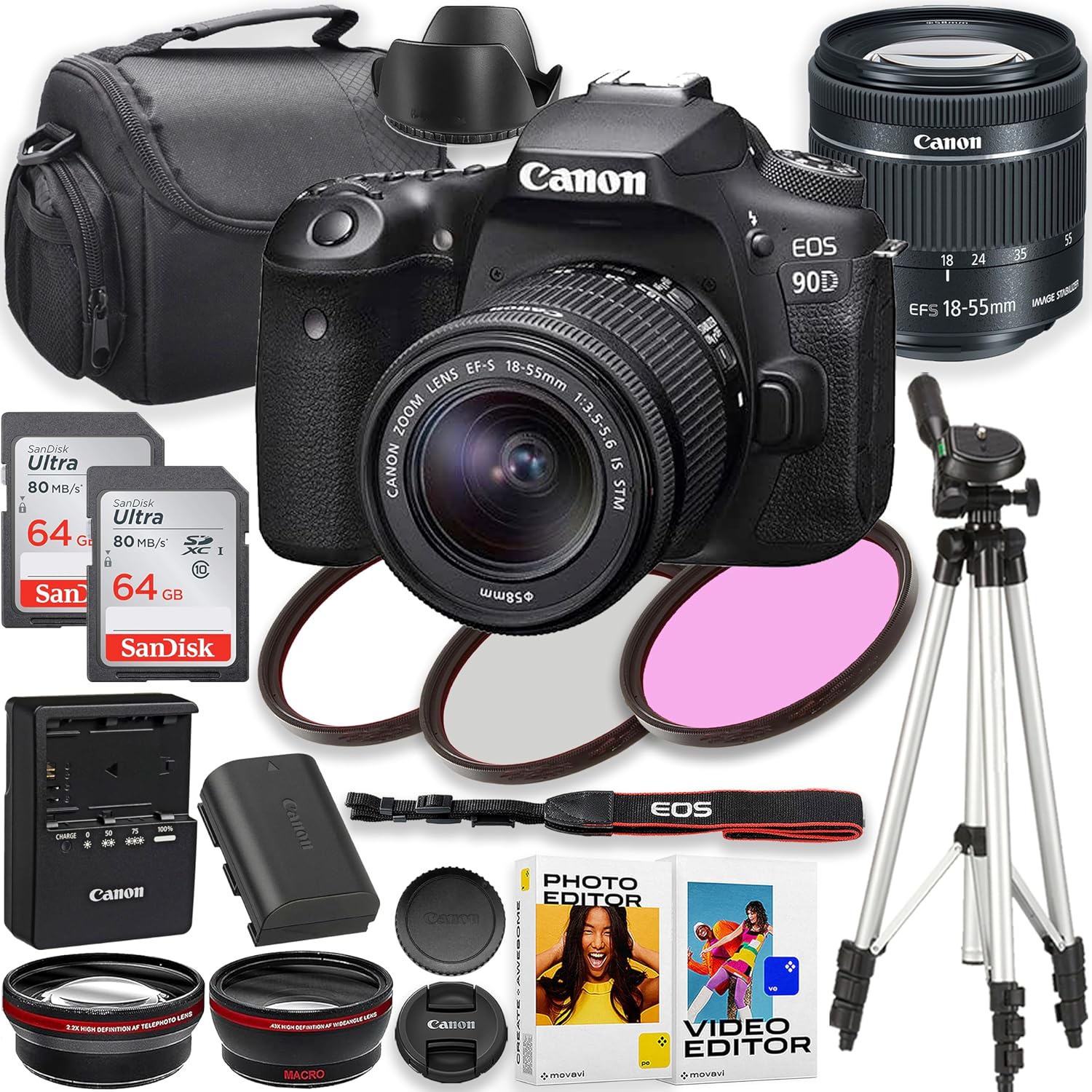 Amazon.com : Canon EOS Rebel 90D DSLR Camera w/Canon EF-S 18-55mm is ...