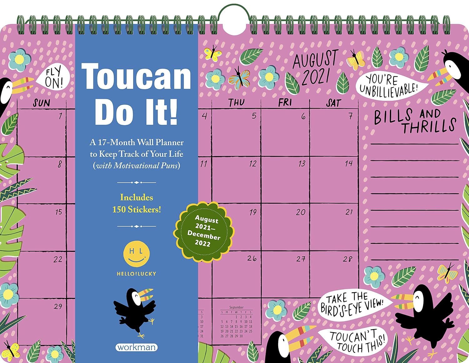Toucan Do It 17-Month Wall Calendar 2022: 17 months of vibrant ...