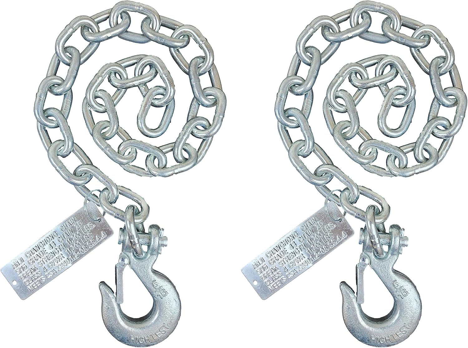 Lifstar Heavy Duty Trailer Safety Chain With Hook On One End, 2pcs ...