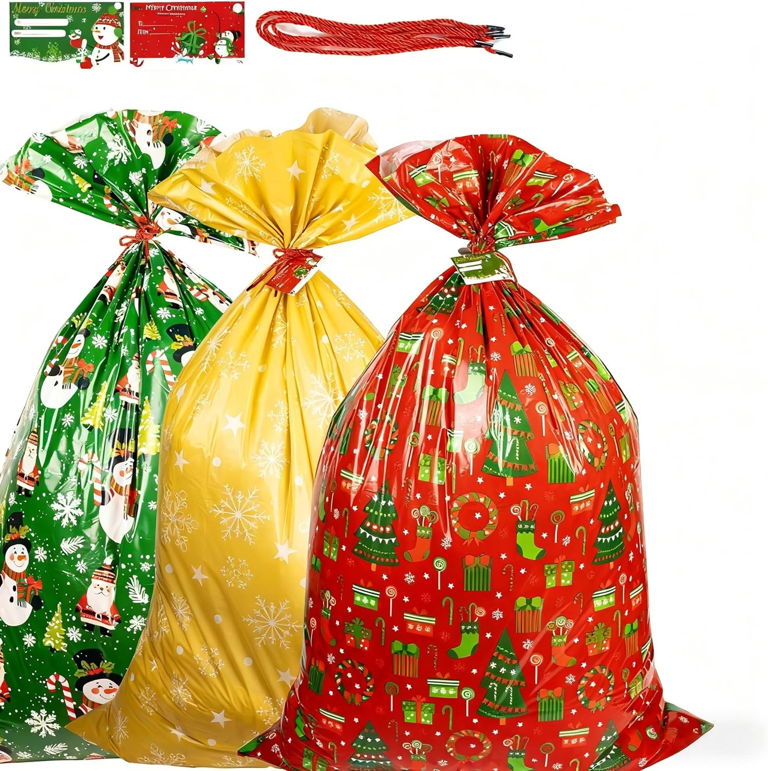 3pcs Christmas Giant Gift Bags, 36 x 56 inch Jumbo Xmas Sacks Extra ...