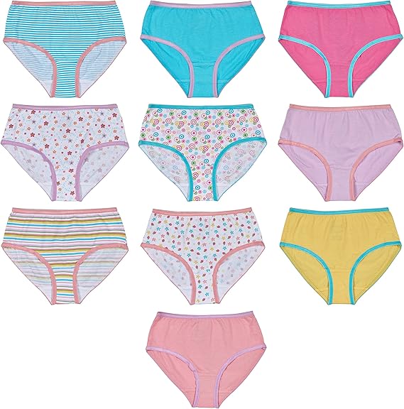 Amazon.com: Trimfit Girls' 100% Cotton Tagless Colorful Briefs 10-Pack ...