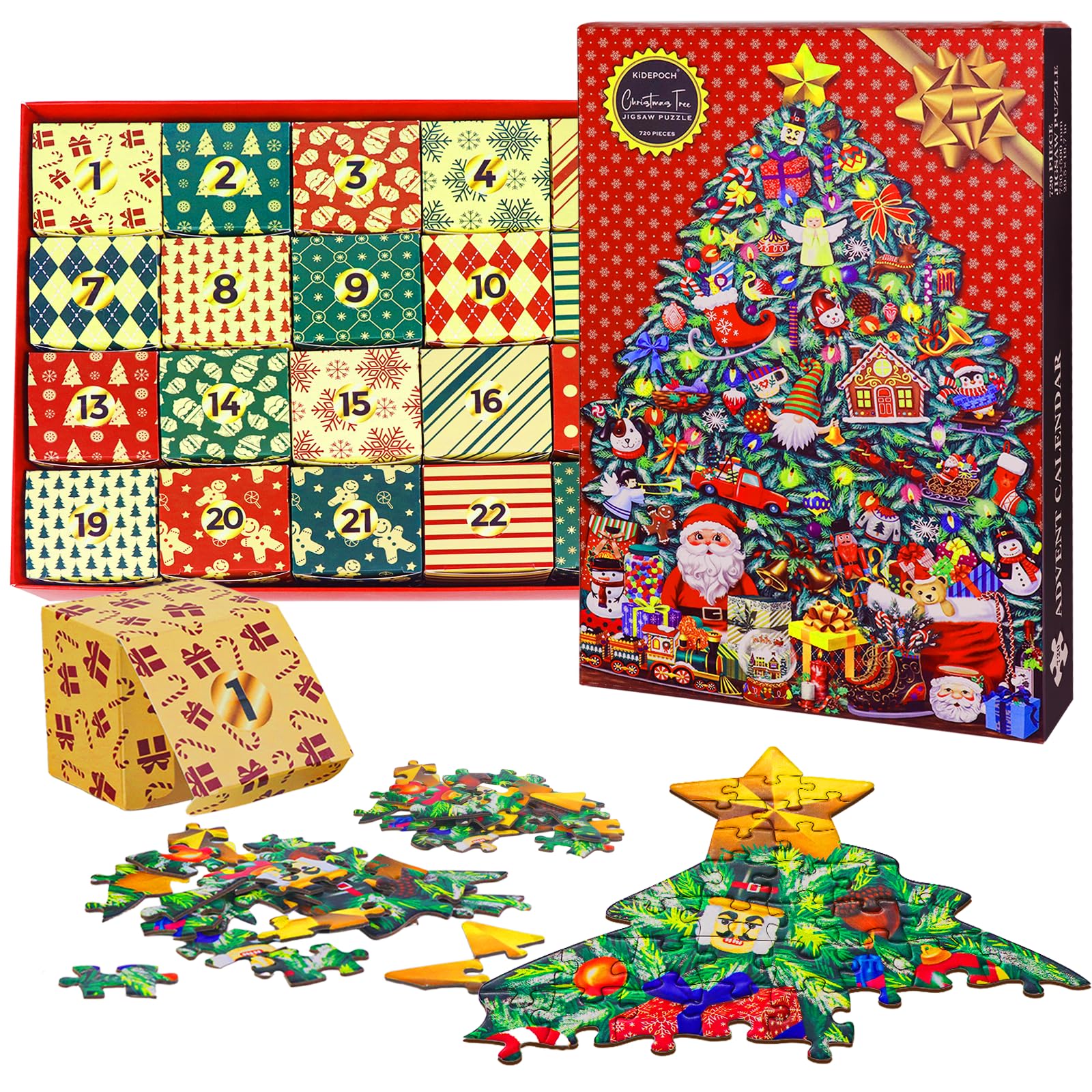 Amazon.com: Puzzle Advent Calendar 2024 Christmas Tree Jigsaw Puzzles ...
