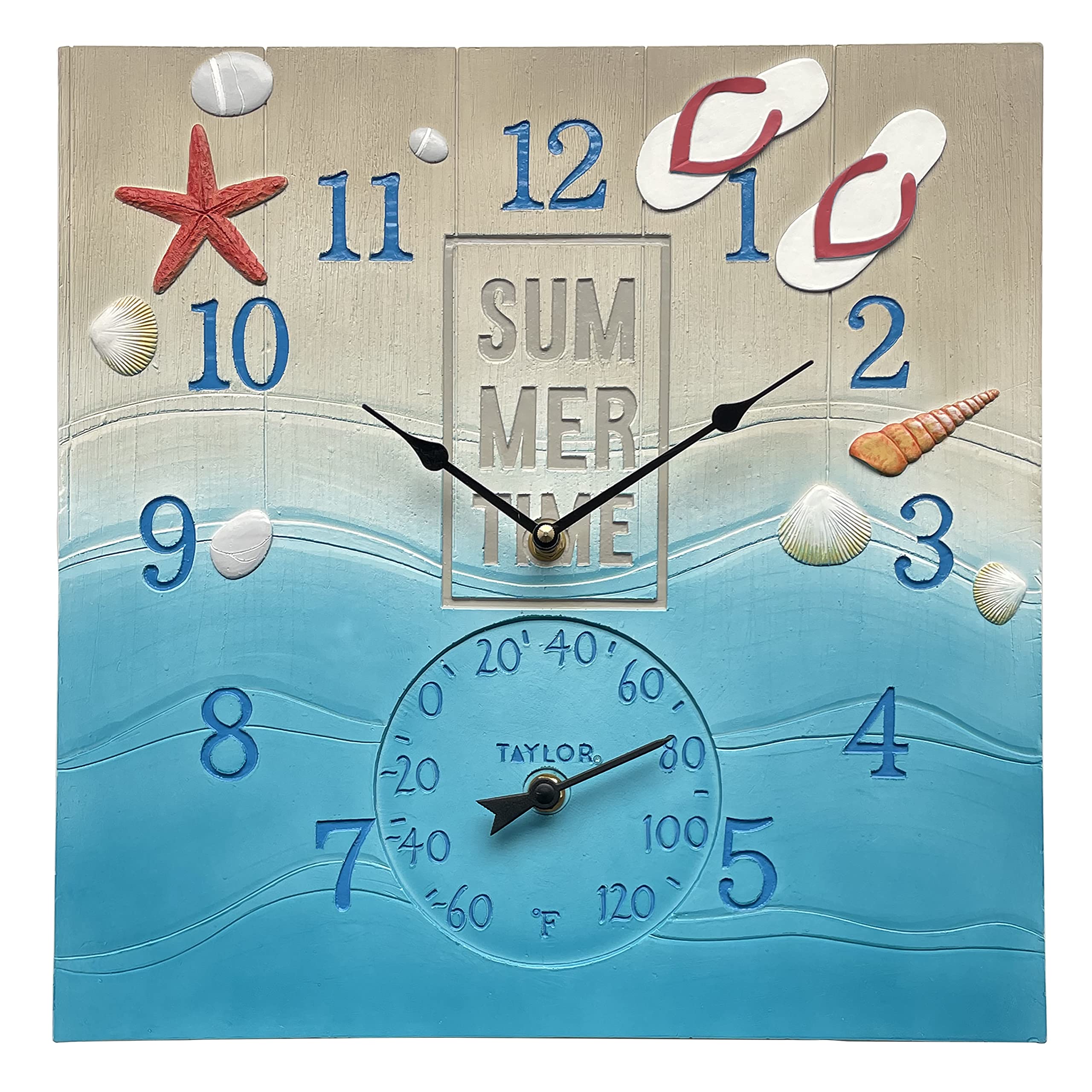 Amazon.com : Taylor Summertime Poly Resin Indoor and Outdoor Clock and ...