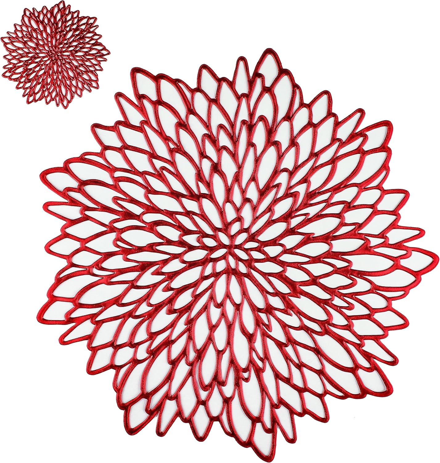 Amazon.com: 18 Pairs Red Placemats & Coasters 36 Pcs Metallic Shiny ...