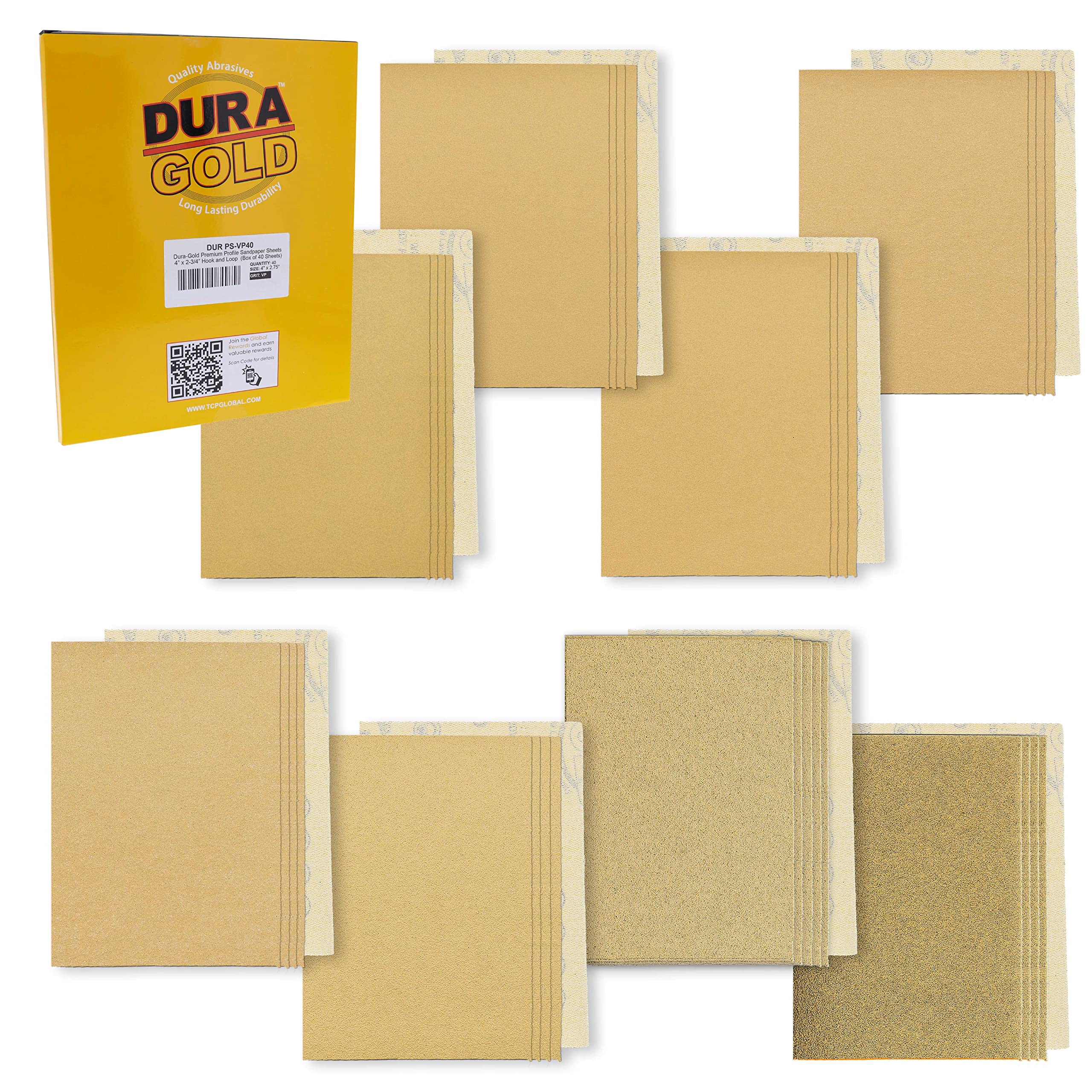 Dura-Gold Premium 60, 80, 120, 180, 220, 320, 400, 600 Grit 4" x 2.75 ...