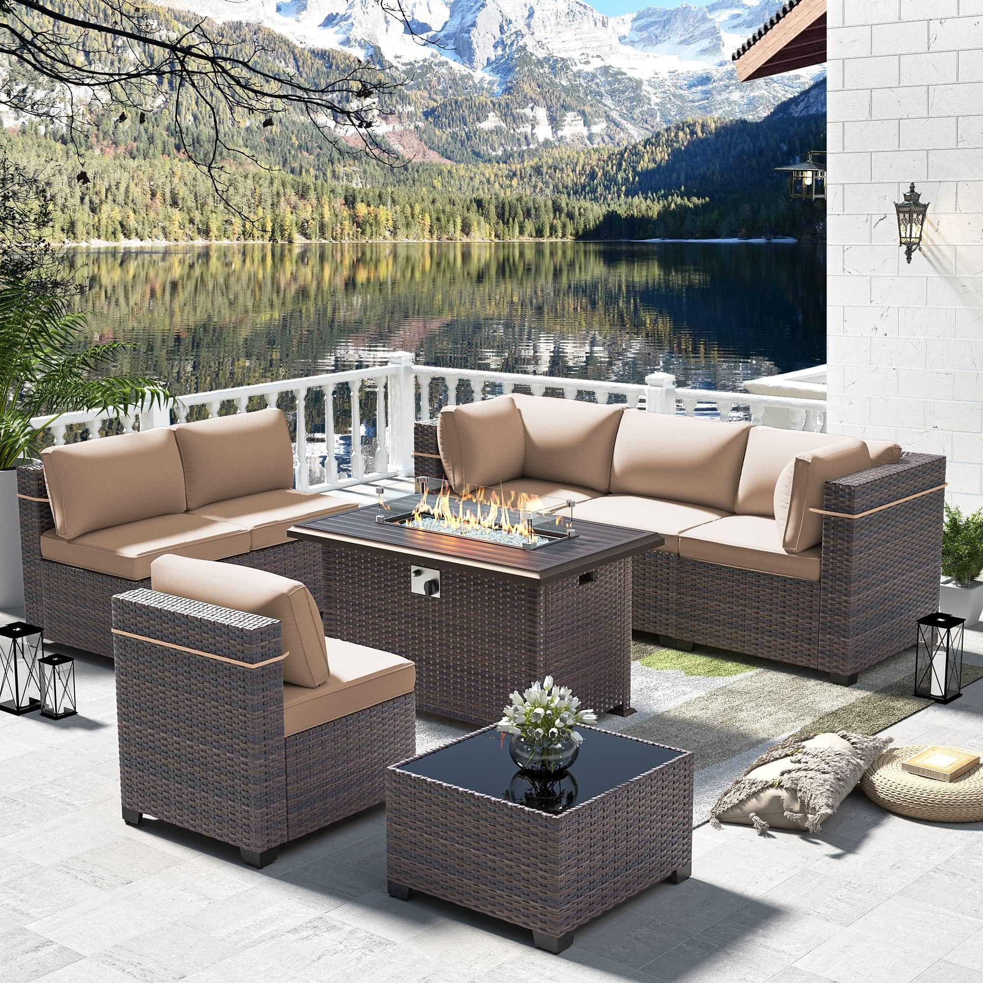Amazon.com: Jolydale Patio Furniture 8 Pieces Outdoor Furniture Set ...