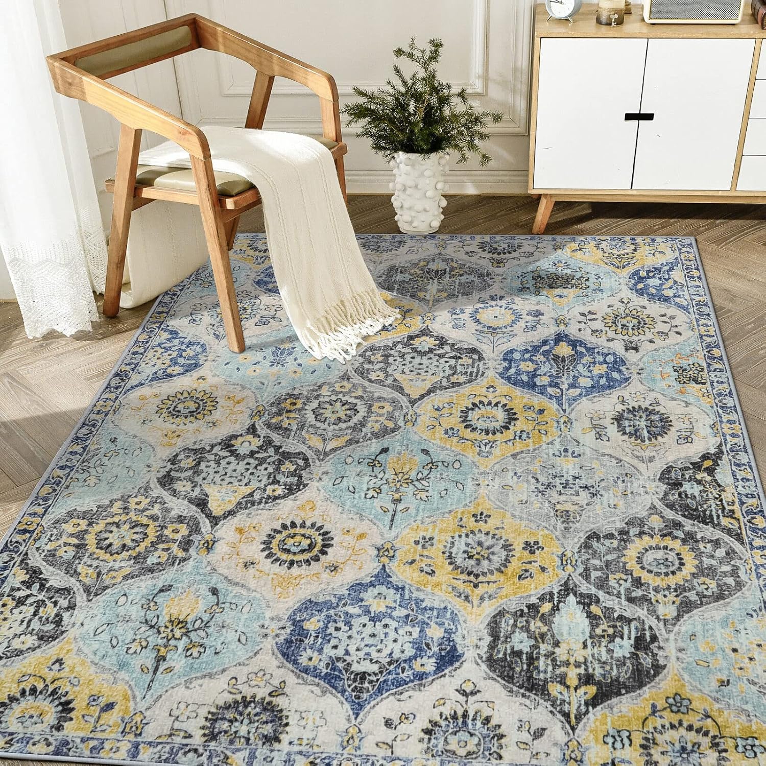 Amazon.com: Lahome Moroccan Trellis Area Rug, 5x7 Washable Living Room ...