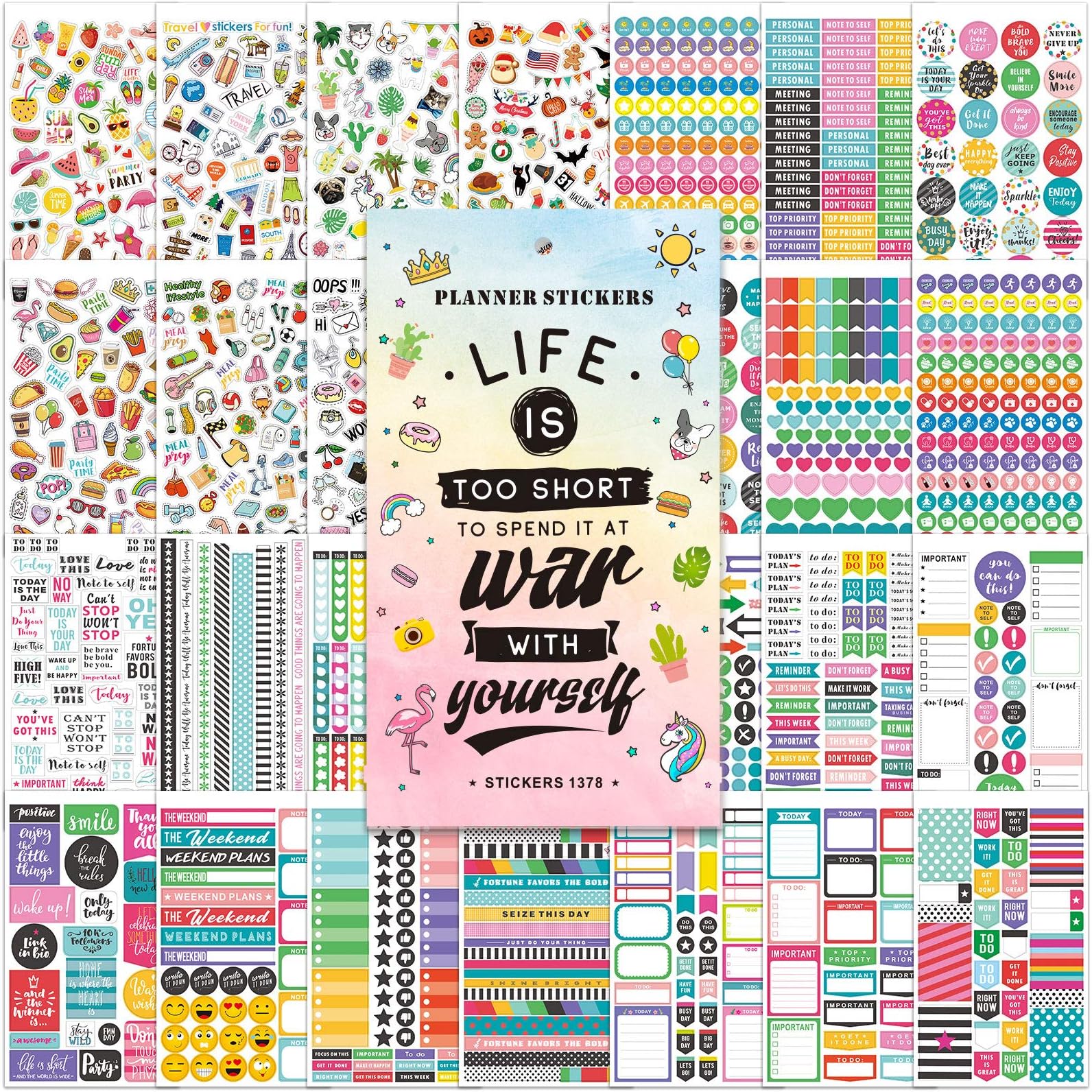Planner Stickers - 28 Sheets / 1378 Stickers，Stunning Design ...