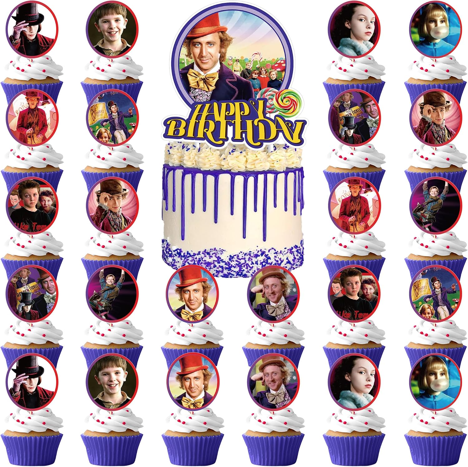 Amazon.com: ChrySm Wonka Party Decorations Includes 1pc Cake Topper and ...