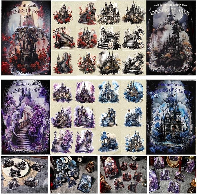 Amazon.com: RVlensJoy 48 Pcs Castle Gothic Scrapbook Stickers for ...