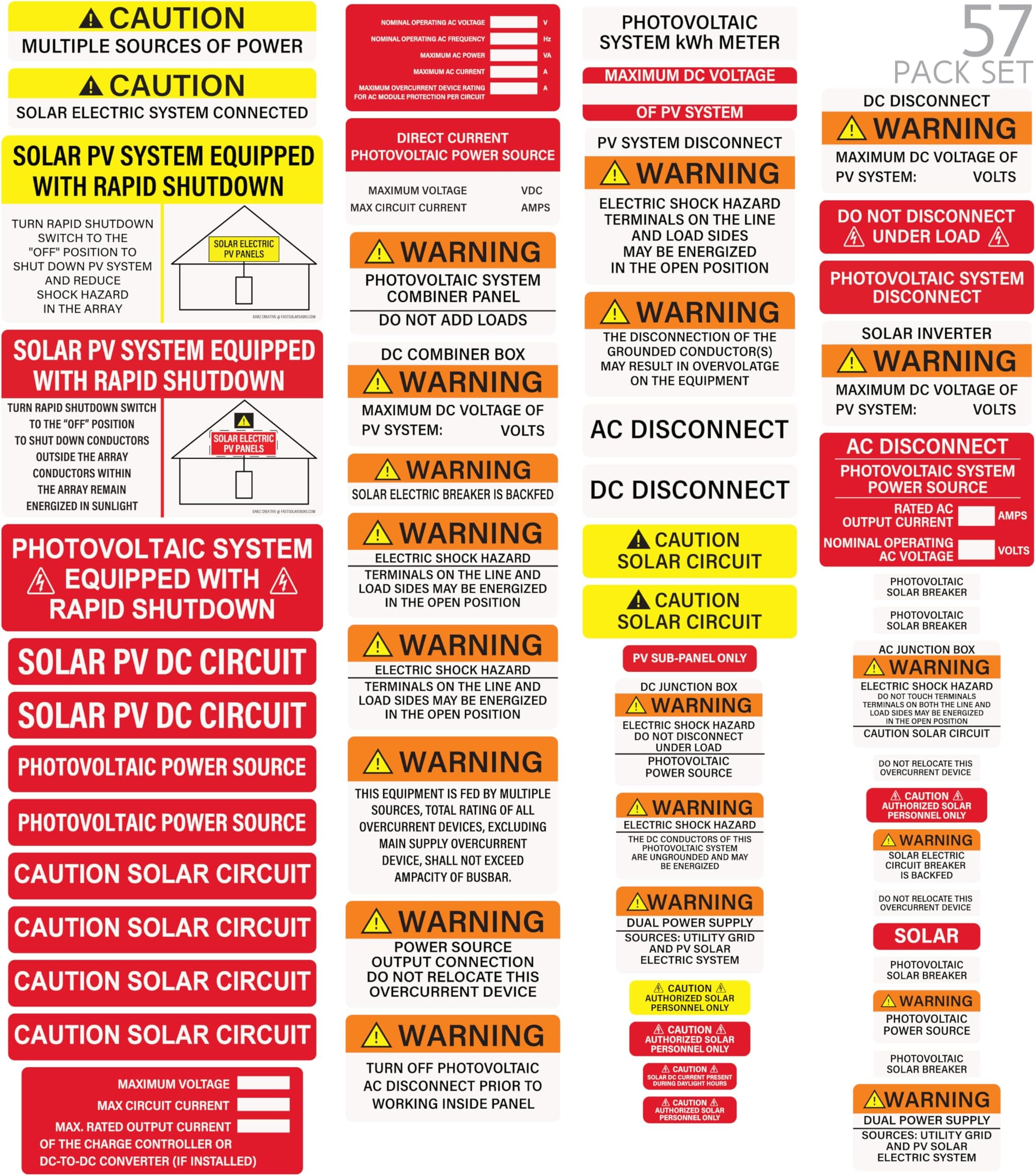 Amazon.com: Photovoltaic Solar System Installer Label Kit | 48 Pack ...