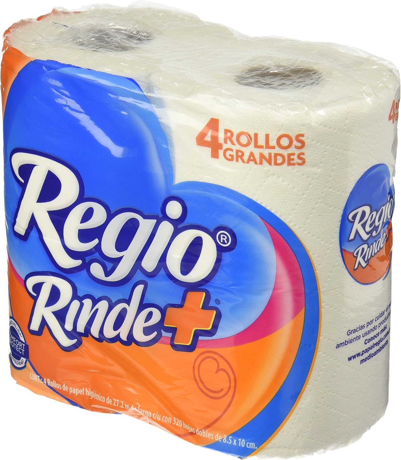 Regio 24421 Rinde Mas Papel Higiénico, Paquete con 4 rollos grandes ...