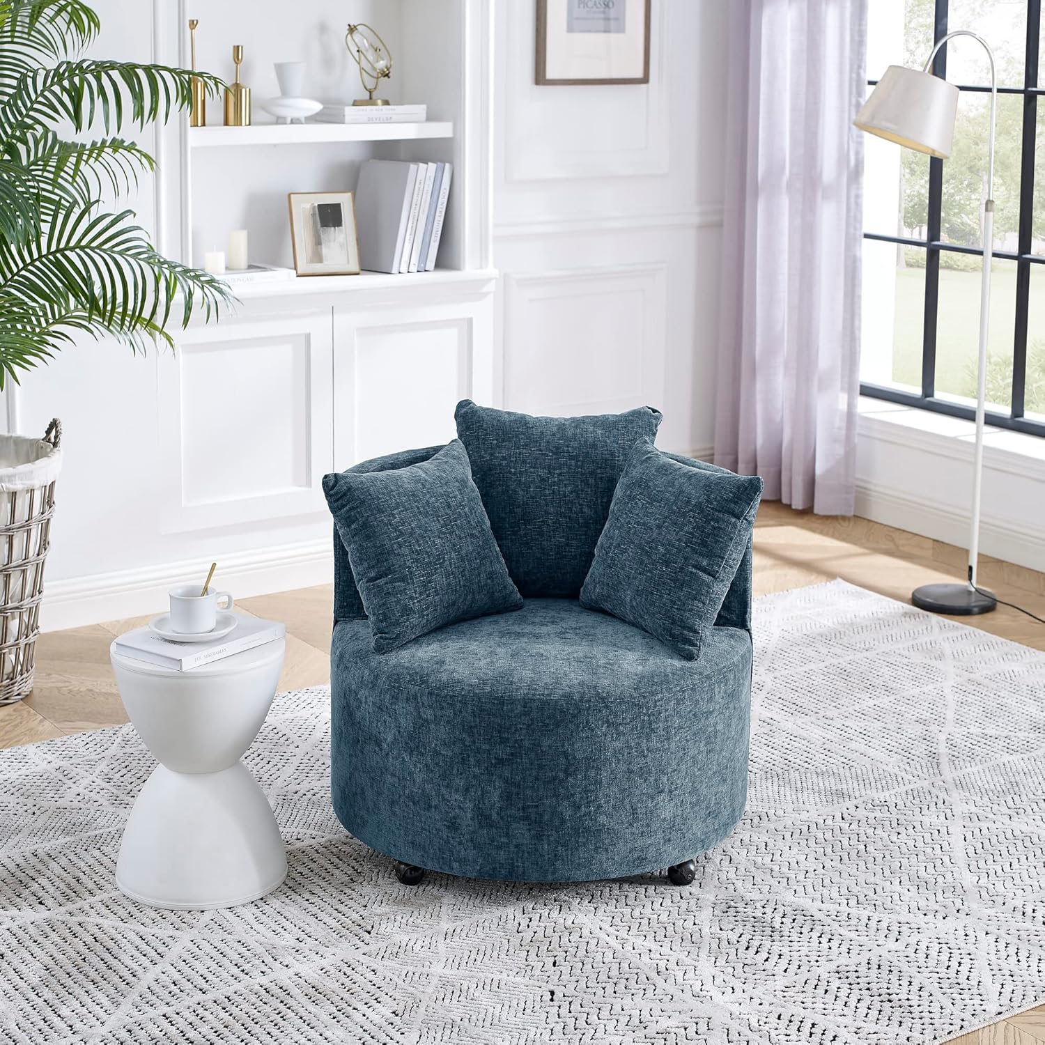 Amazon.com: Anwickhomk Modern Velvet Swivel Chair,Button Tufted Accent ...