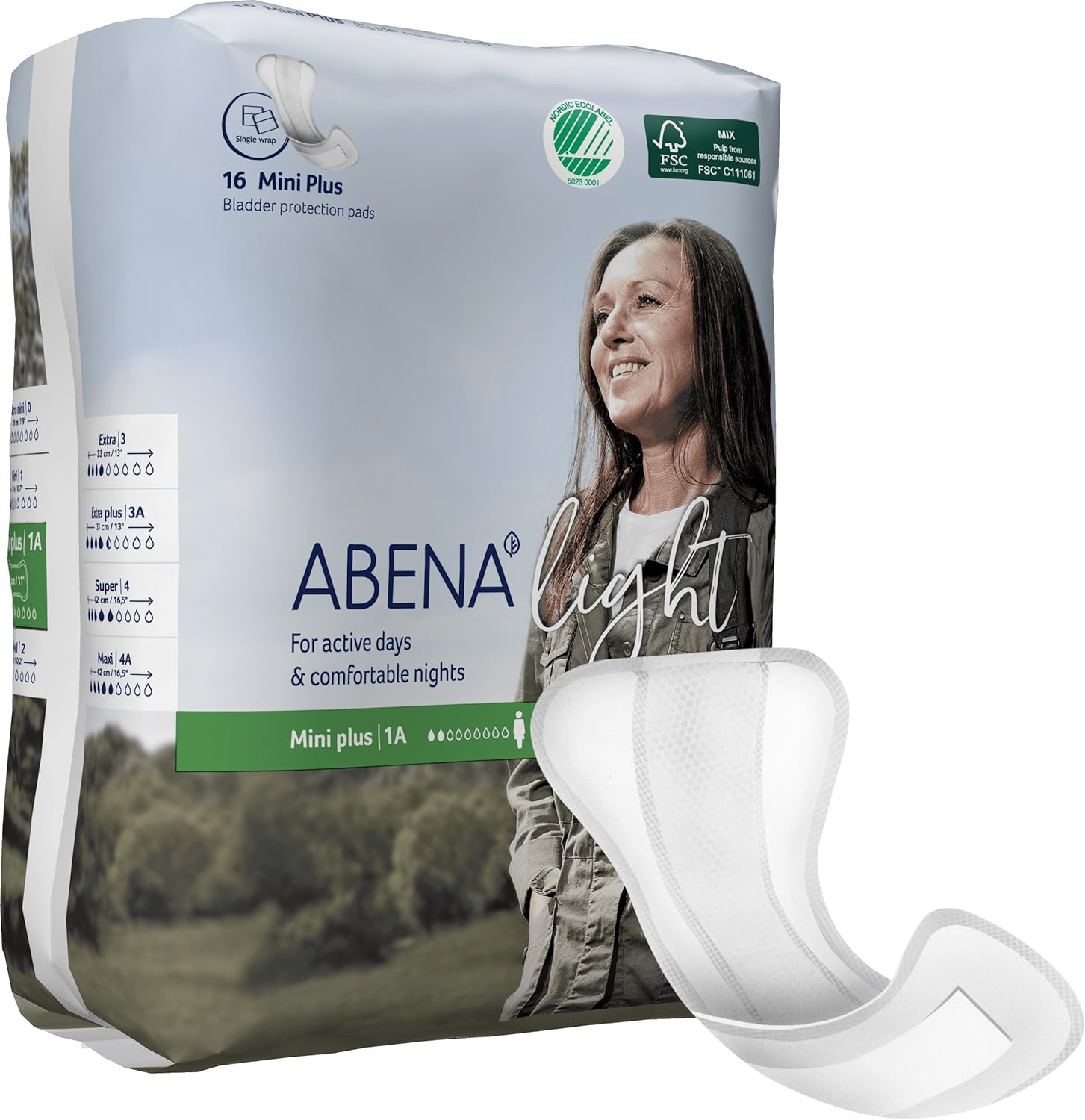 Amazon.com: Abena Light Premium Incontinence Pads, (Sizes 0 To 4A) Size ...