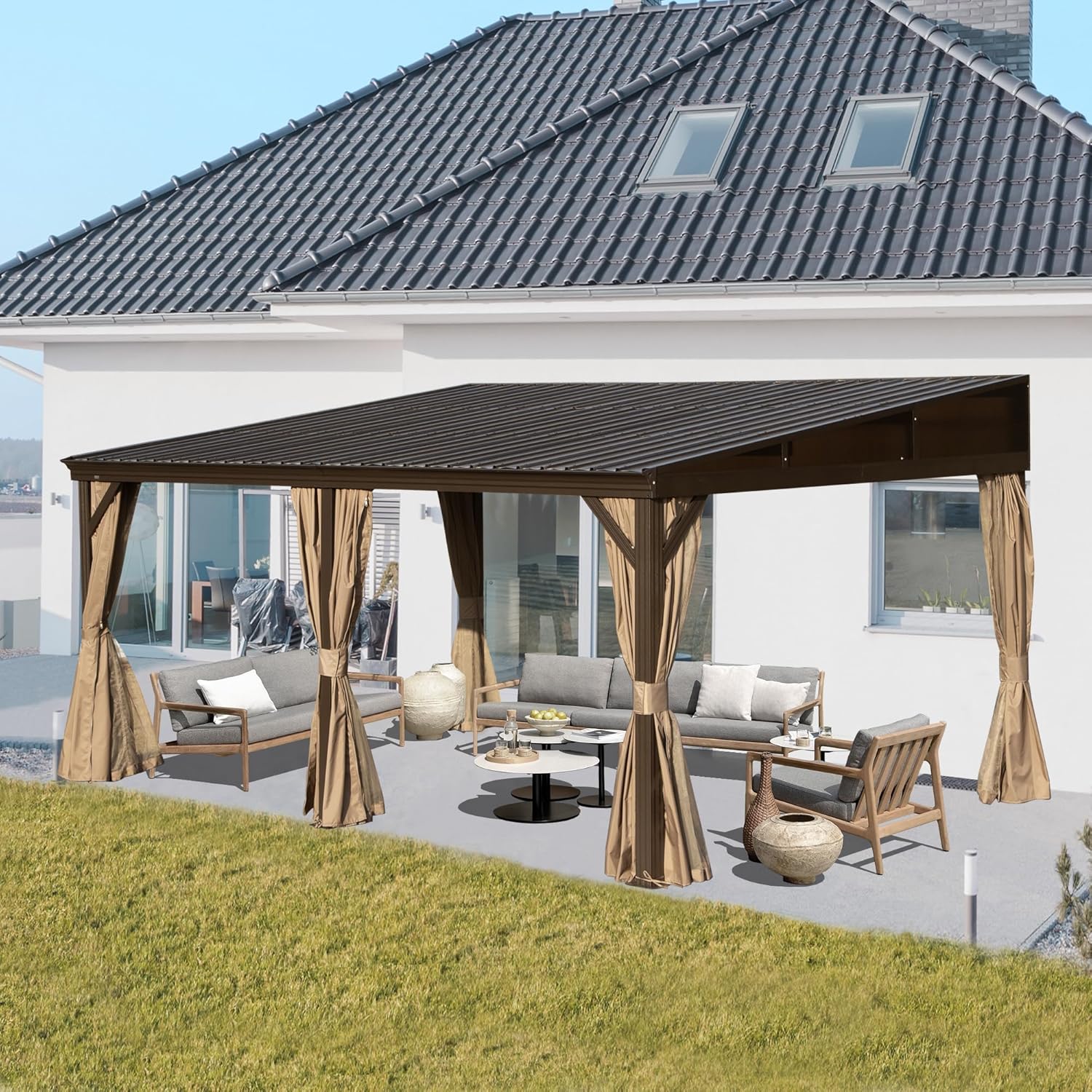 Amazon.com : SHPAI 12’ x 16’ Lean to Gazebo, Outdoor Wall Mounted ...