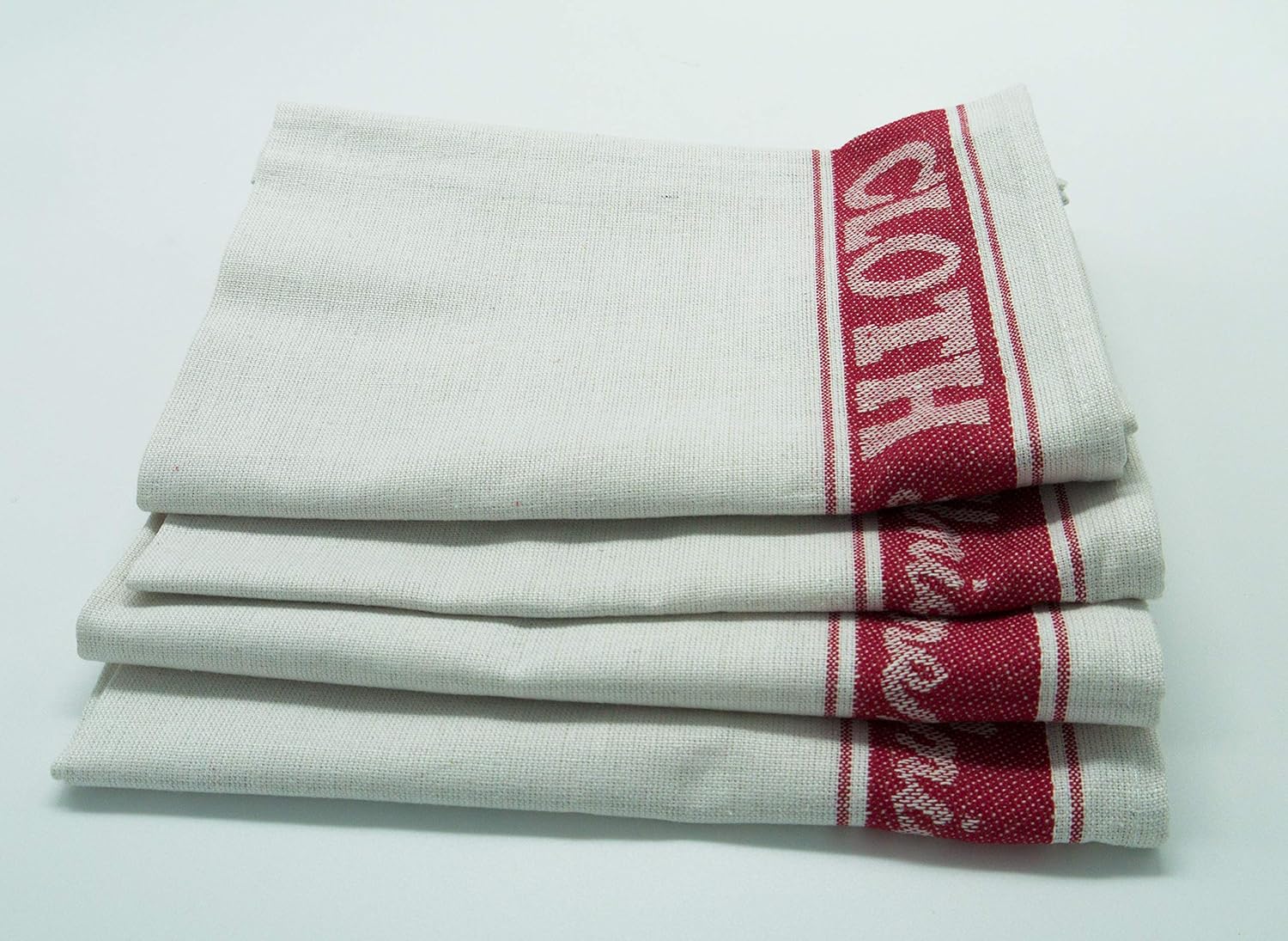 Lex's Linens Red Linen Union Glass Cloth Pack of 4 (4 x Red Glass Cloth ...