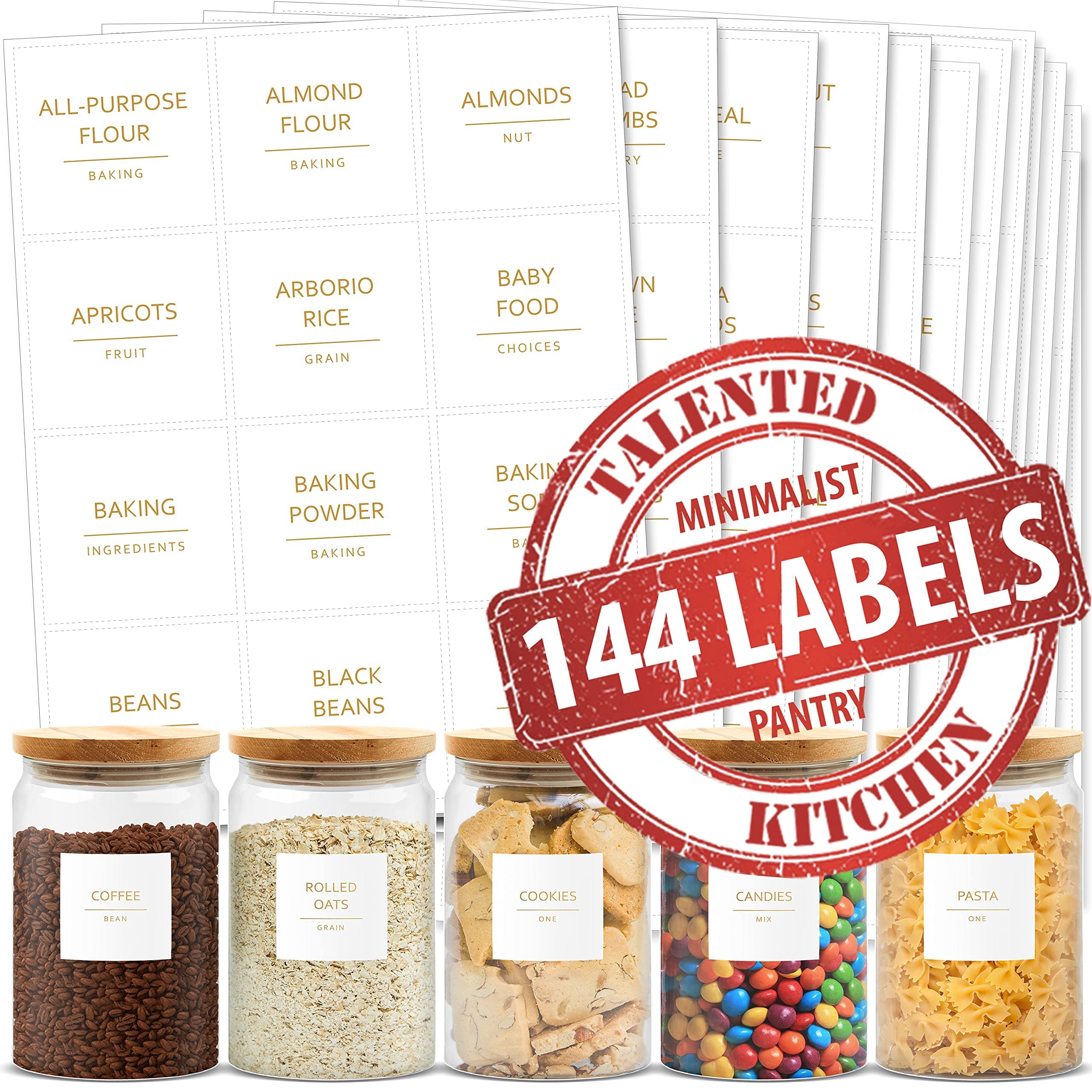 Talented Kitchen 144 Gold Minimalist Pantry Labels – 144 Kitchen Pantry ...