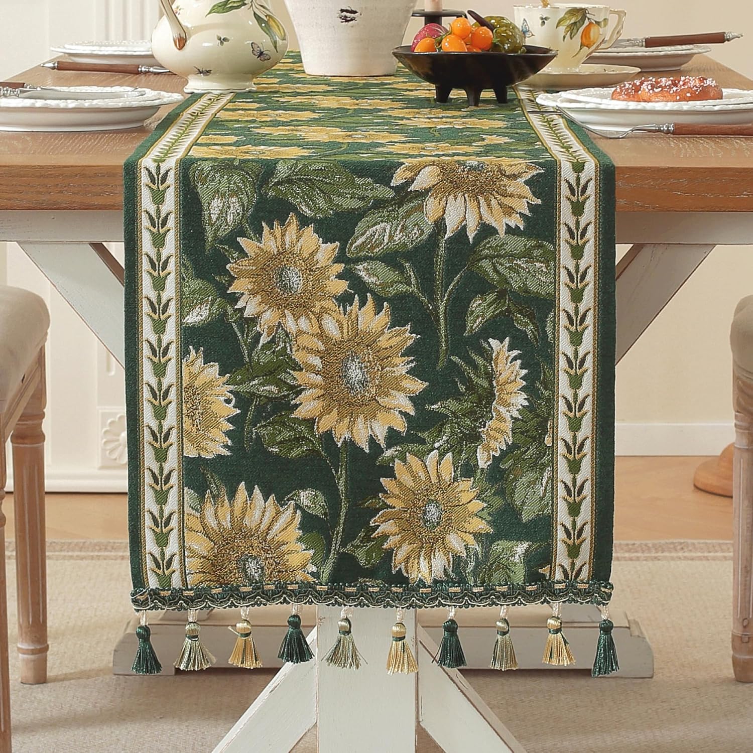 Amazon.com: Vintage Luxury Tassel Table Runner - Elegant Embroidered ...