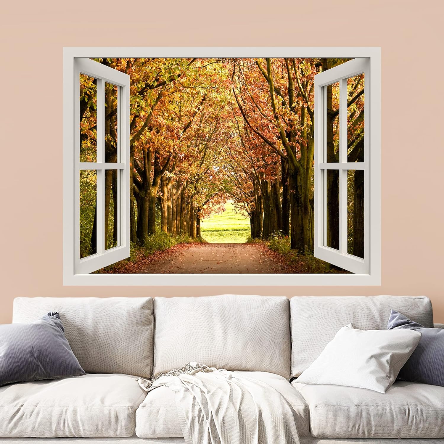 wall26 Removable Wall Sticker/Wall Mural Window View Country Autumn ...