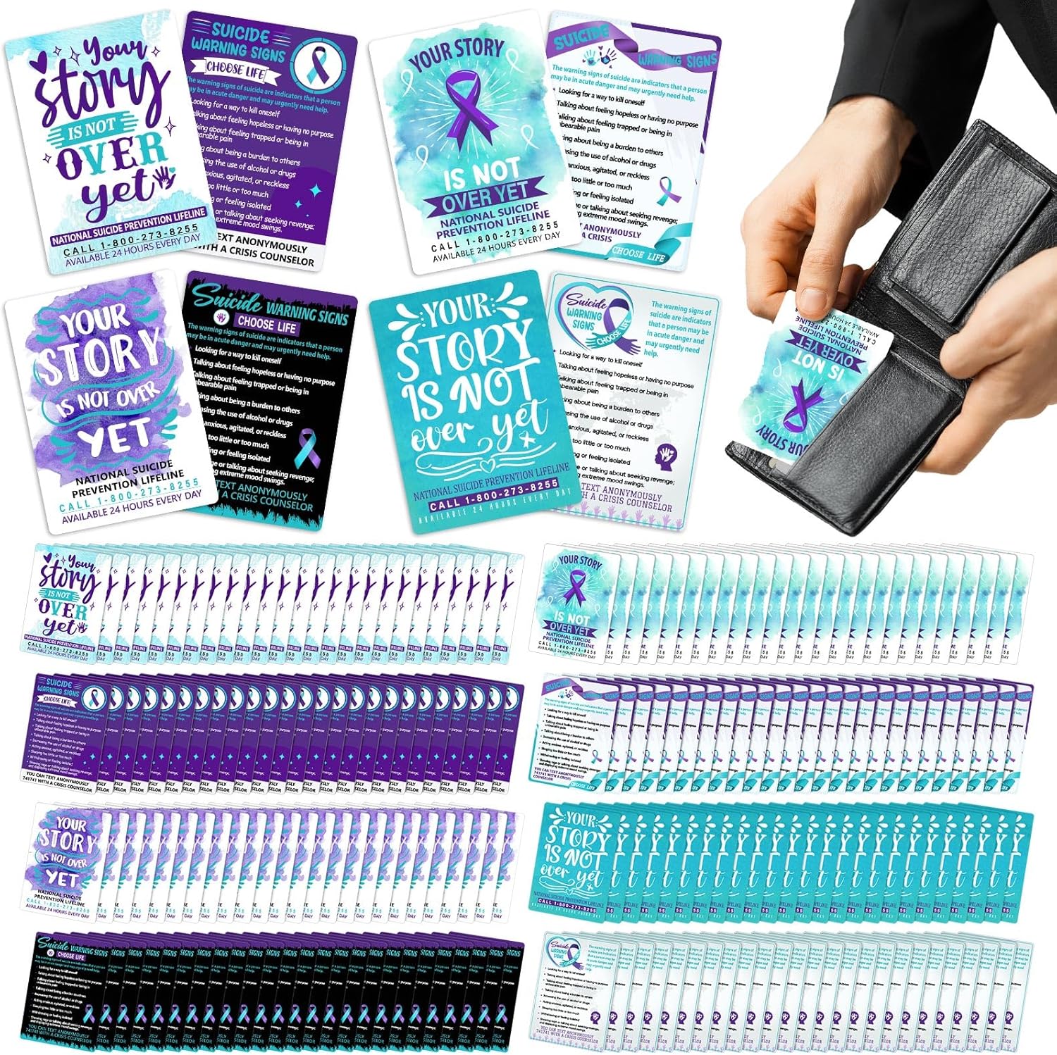 Amazon.com : Motiskyy 100 Pcs Suicide Prevention Awareness Wallet Cards ...