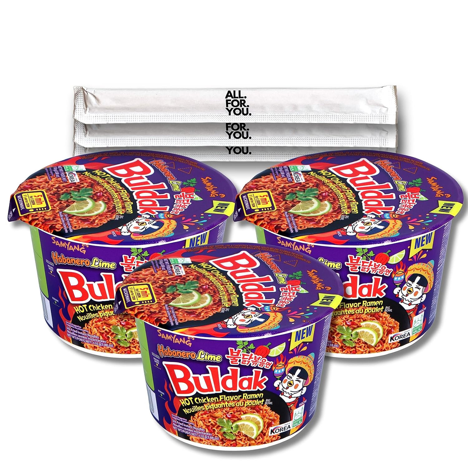 Amazon.com : Buldak Ramen Noodles - Habanero Lime Flavor - Big Bowl 3 ...