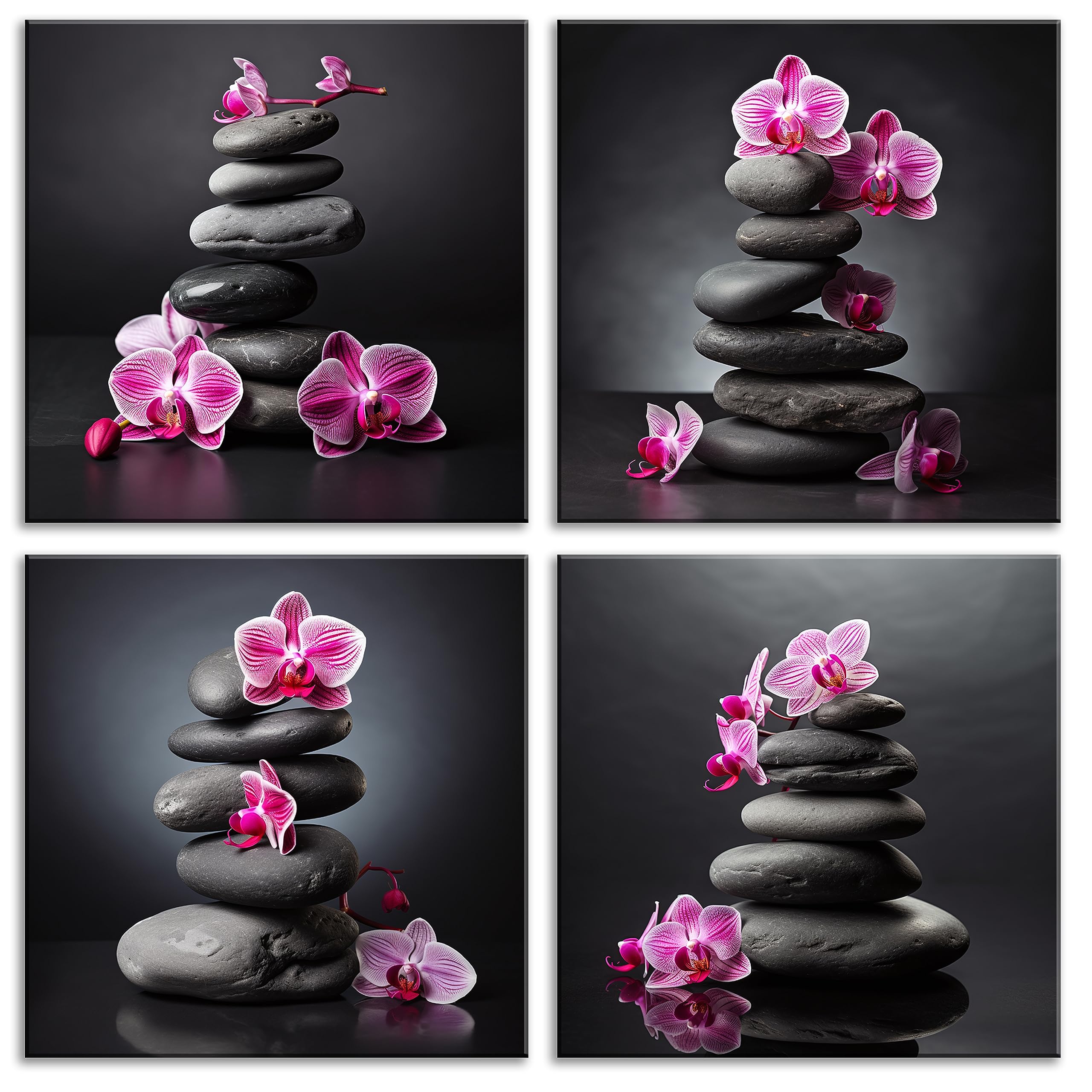 Amazon.com: NAN Wind Zen Wall Art Purple Orchids and Zen Stones D cor ...