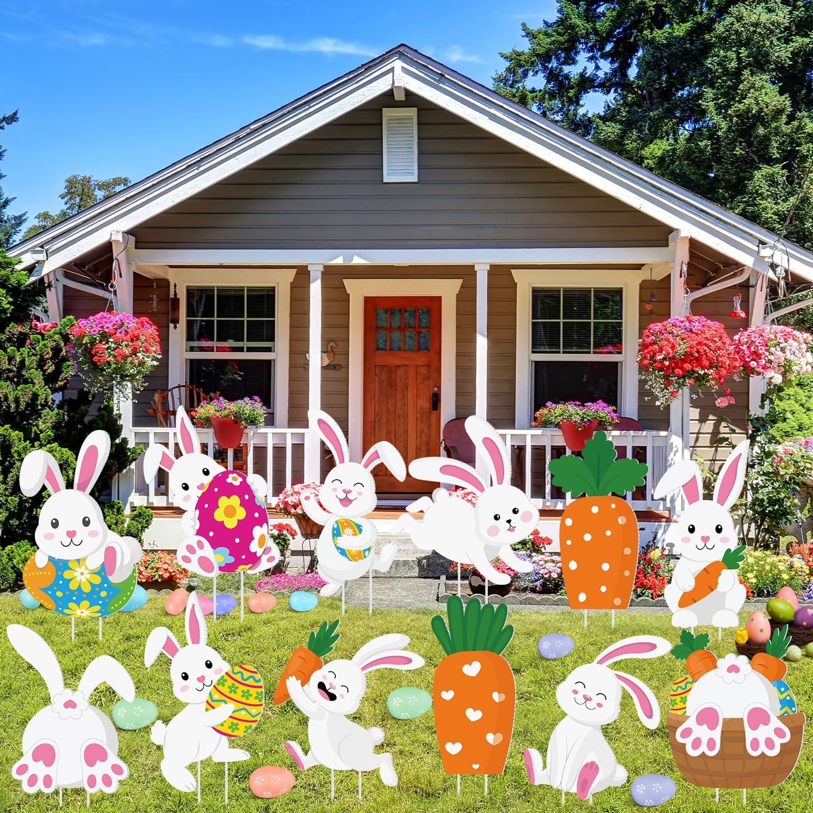 Amazon.com : DoubleFill 8 Pcs Religious Easter Yard Sign Easter Egg ...